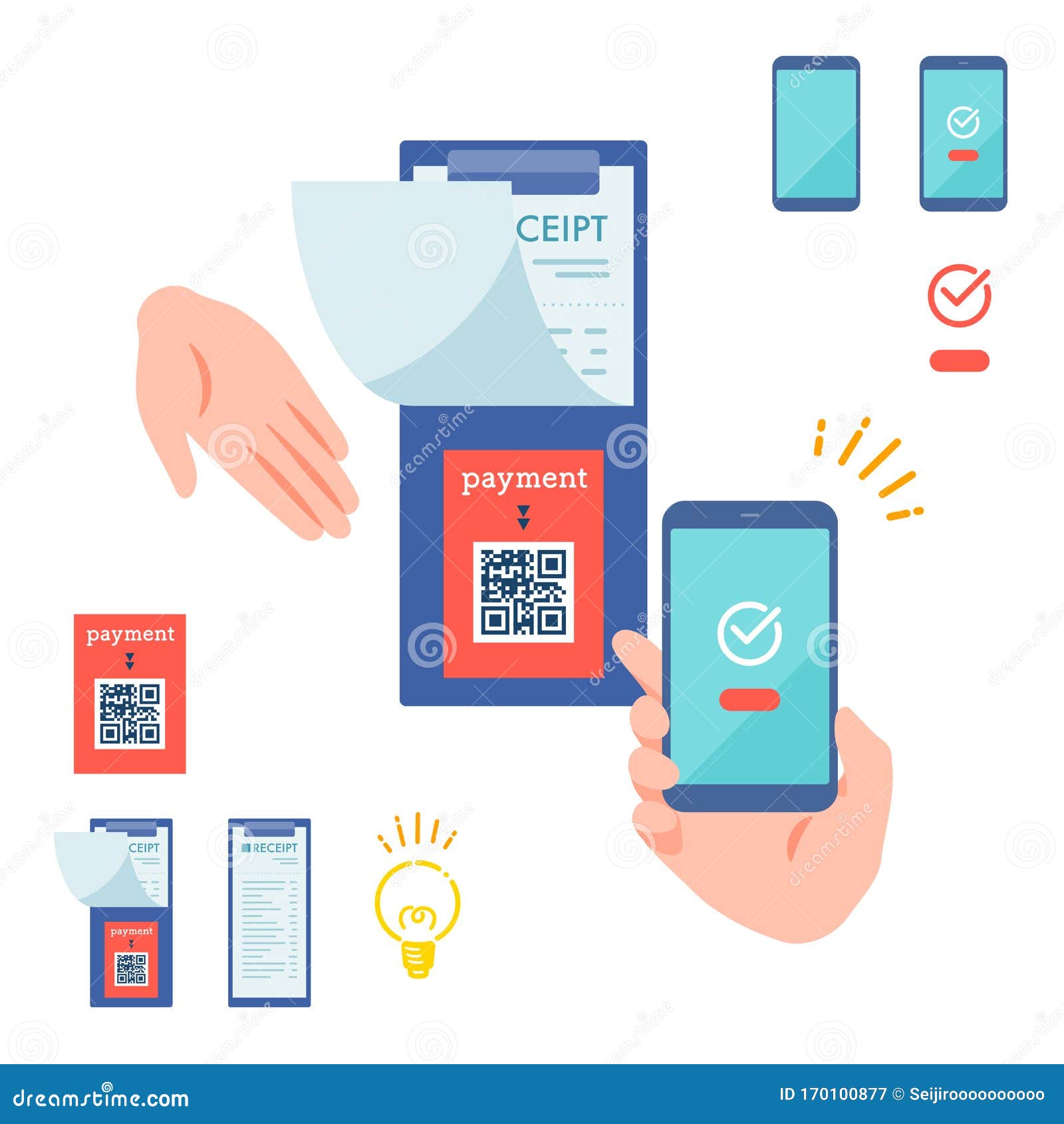 Cashless Flat_print QR Payment Stock Vector - Illustration of purchase ...