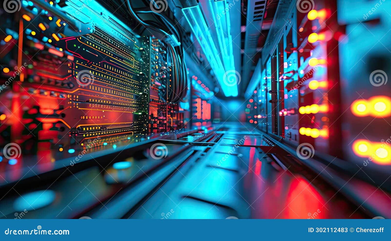 Illustration of a Quantum Computer and Big Data Stock Image - Image of ...