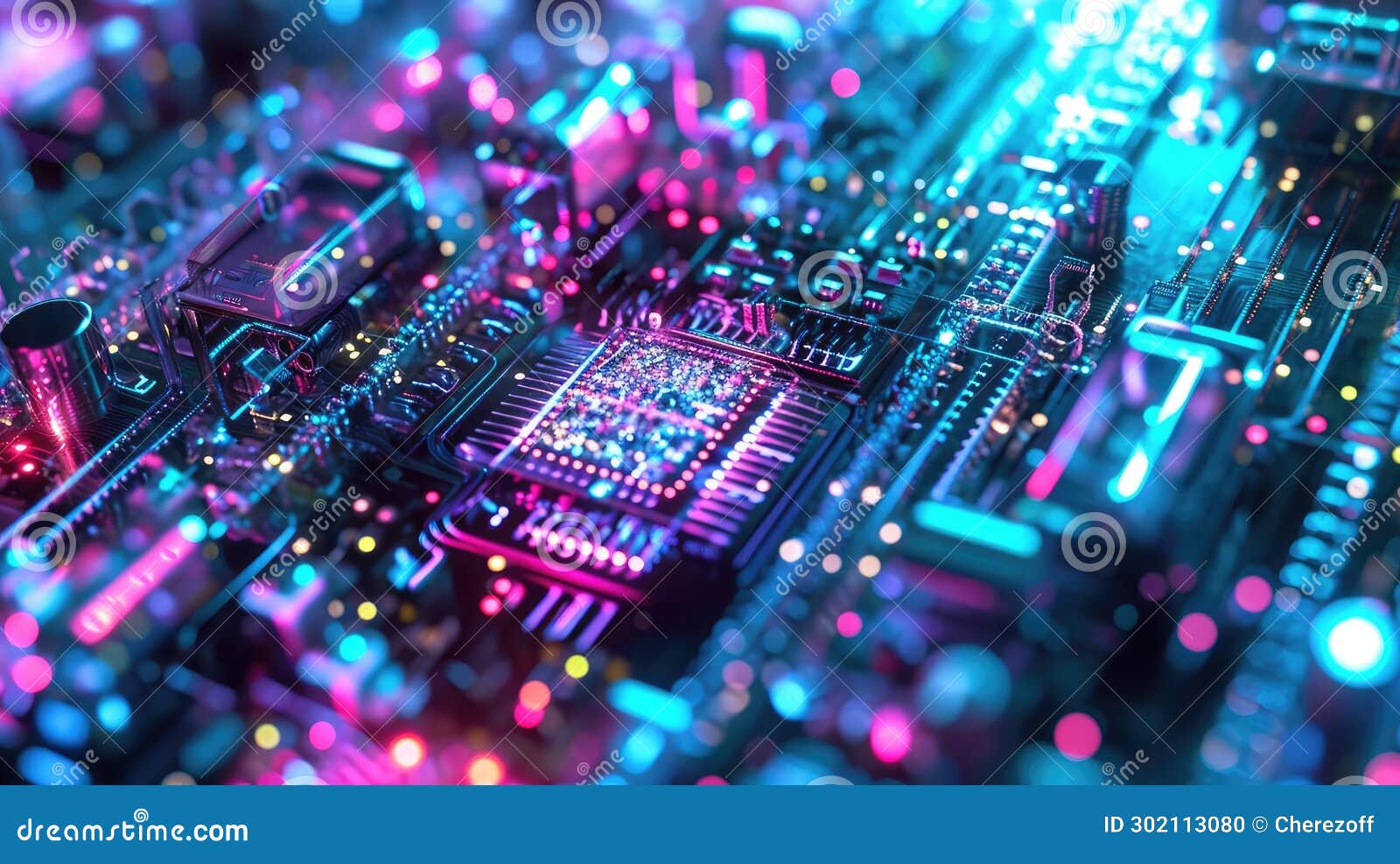 Illustration of a Quantum Computer and Big Data Stock Photo - Image of ...