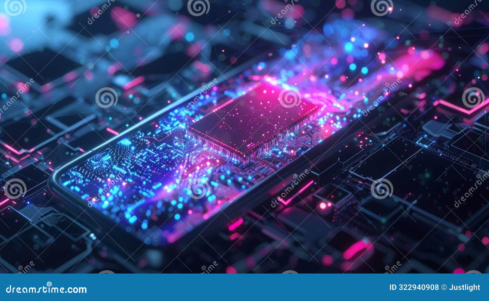 An Illustration of a Quantum Computer Chip Embedded into a Smartphone ...