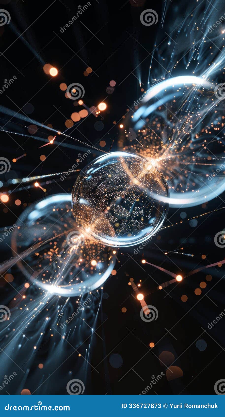 Illustration of Quantum Entangled Photons Linked by Luminous Beams ...