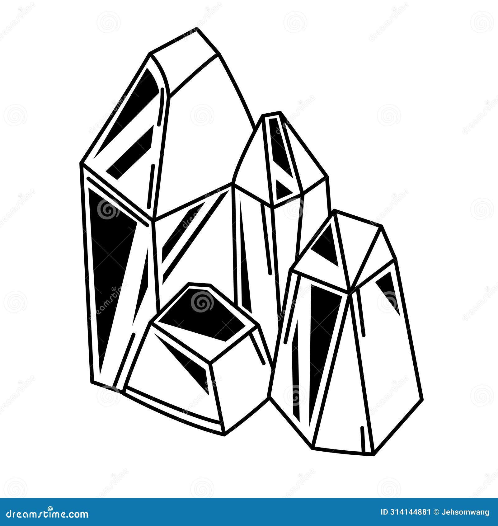 Quartz Crystal Sketch. Witchcraft Vector Illustration. Vintage ...