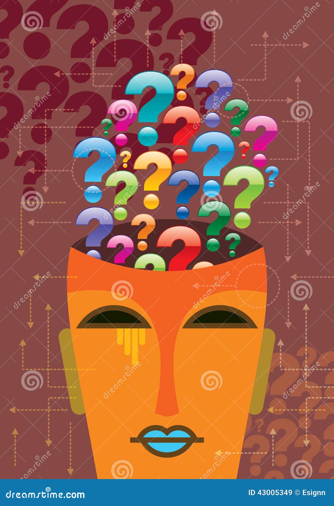 Illustration of a Question Mark with Human Head Stock Vector ...