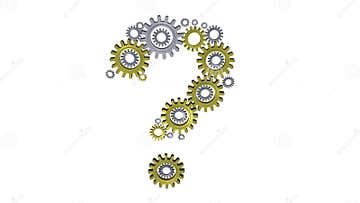 Illustration of Question Mark Made of Cog Wheels. 3d Rendering. Stock ...