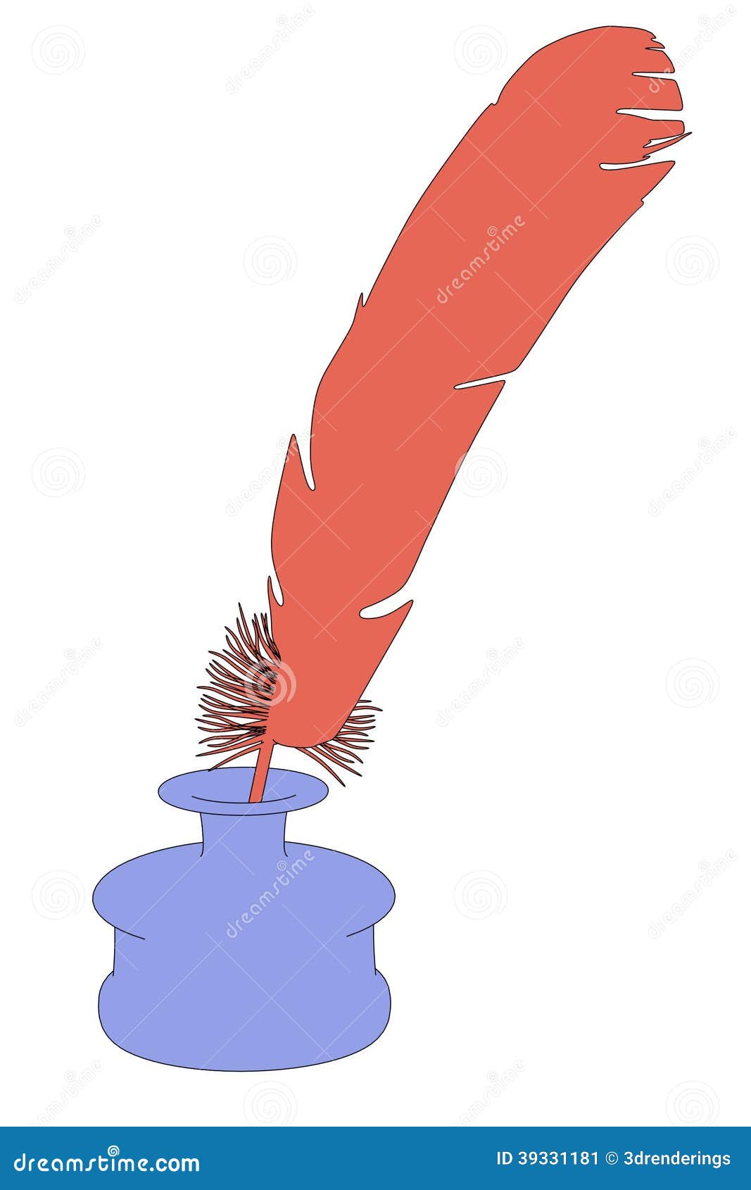 Illustration of Quill with Inkpot Stock Illustration - Illustration of ...