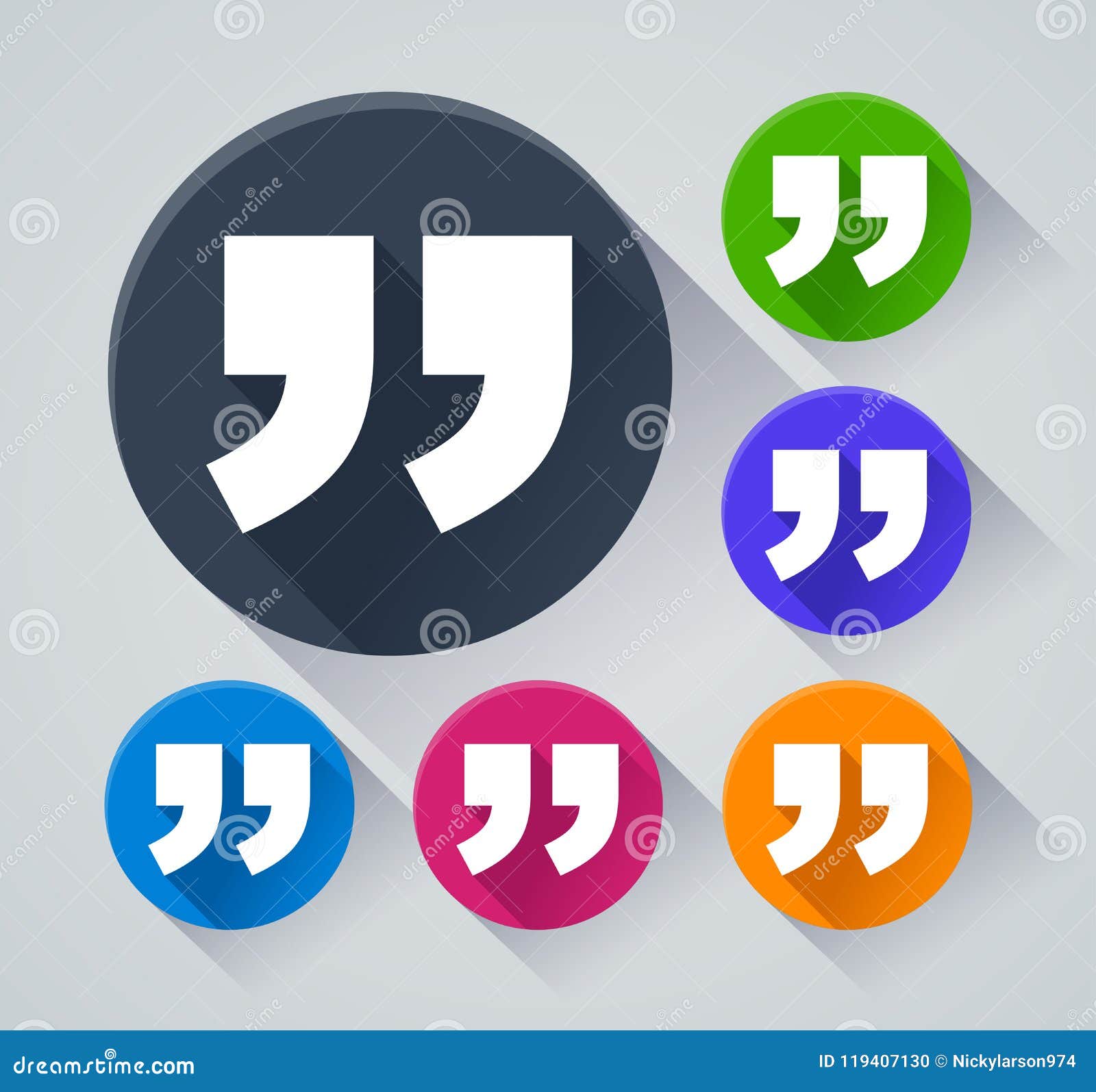 Quote Circle Icons with Shadow Stock Vector - Illustration of orange ...