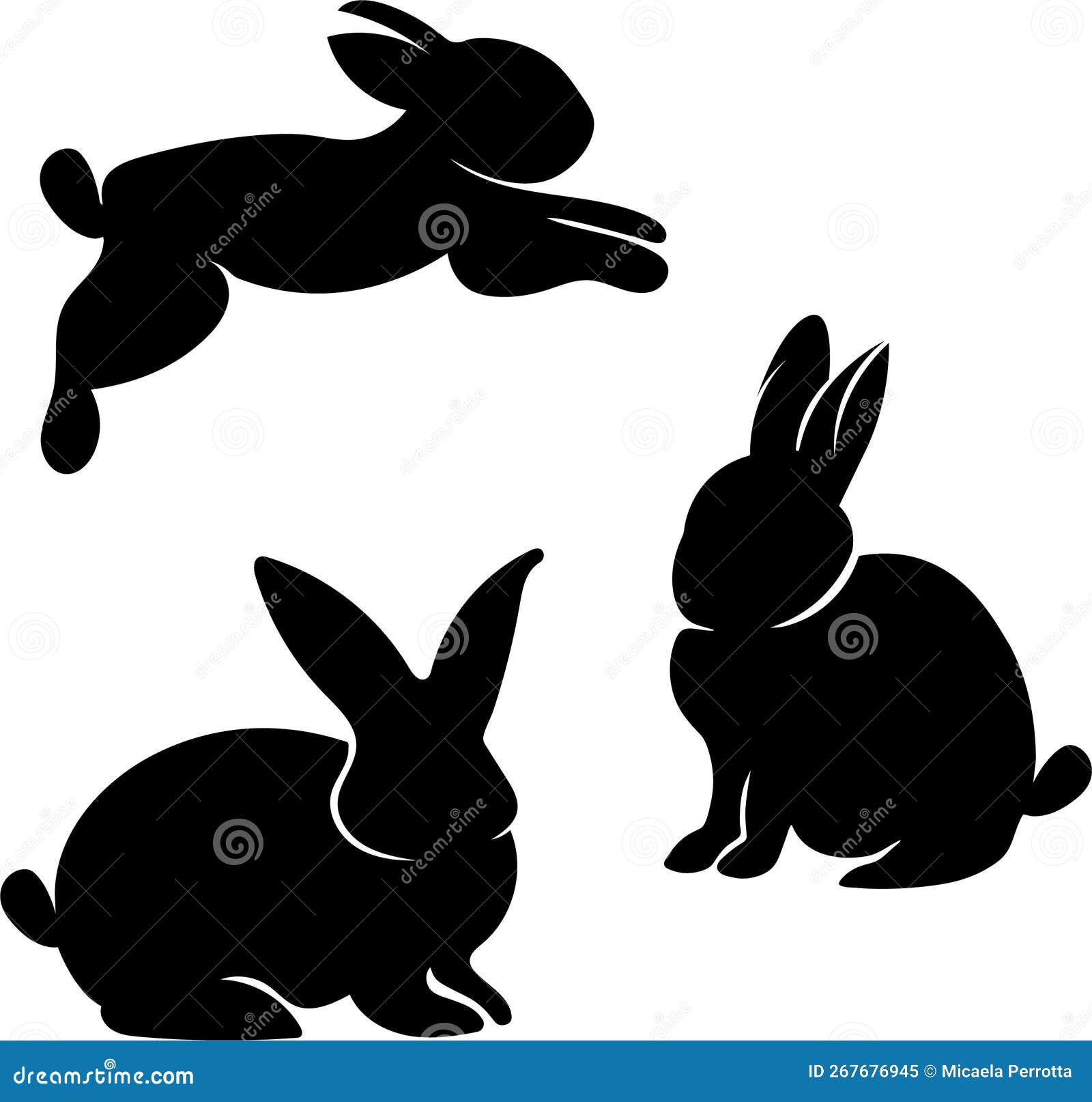 Illustration Rabbit Black Shadow Different Poses. without Background ...