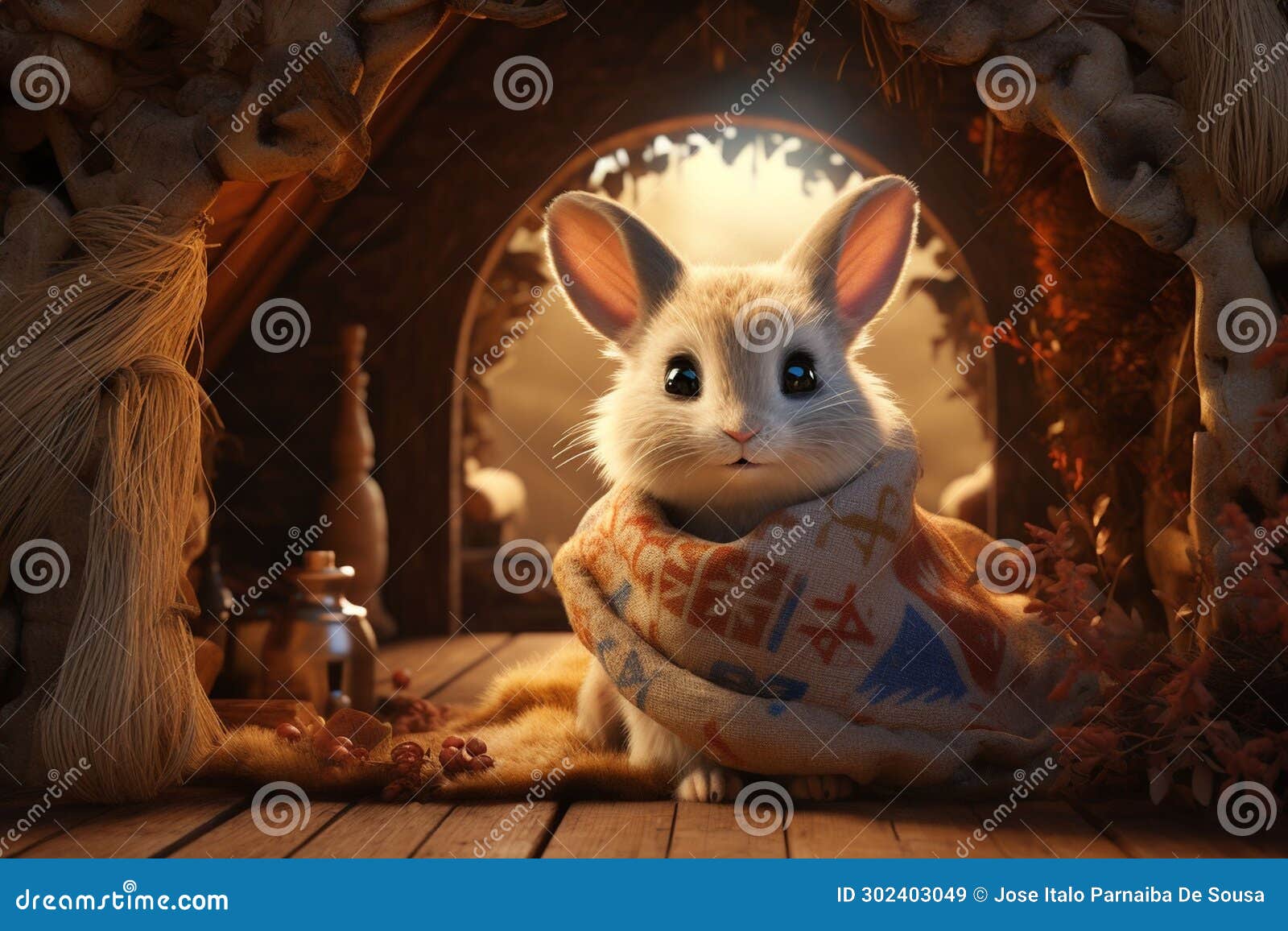 Illustration of a Rabbit in a Cozy Burrow Stock Illustration ...