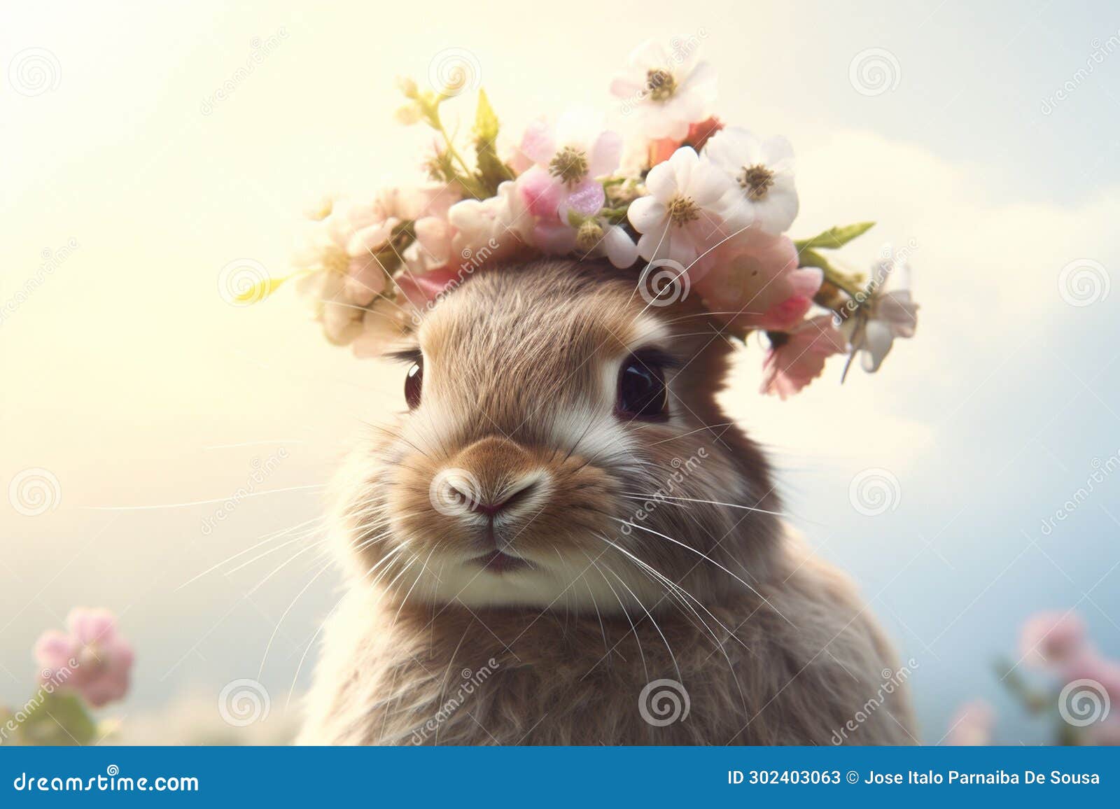 Illustration of a Rabbit in a Flower Crown Stock Illustration ...