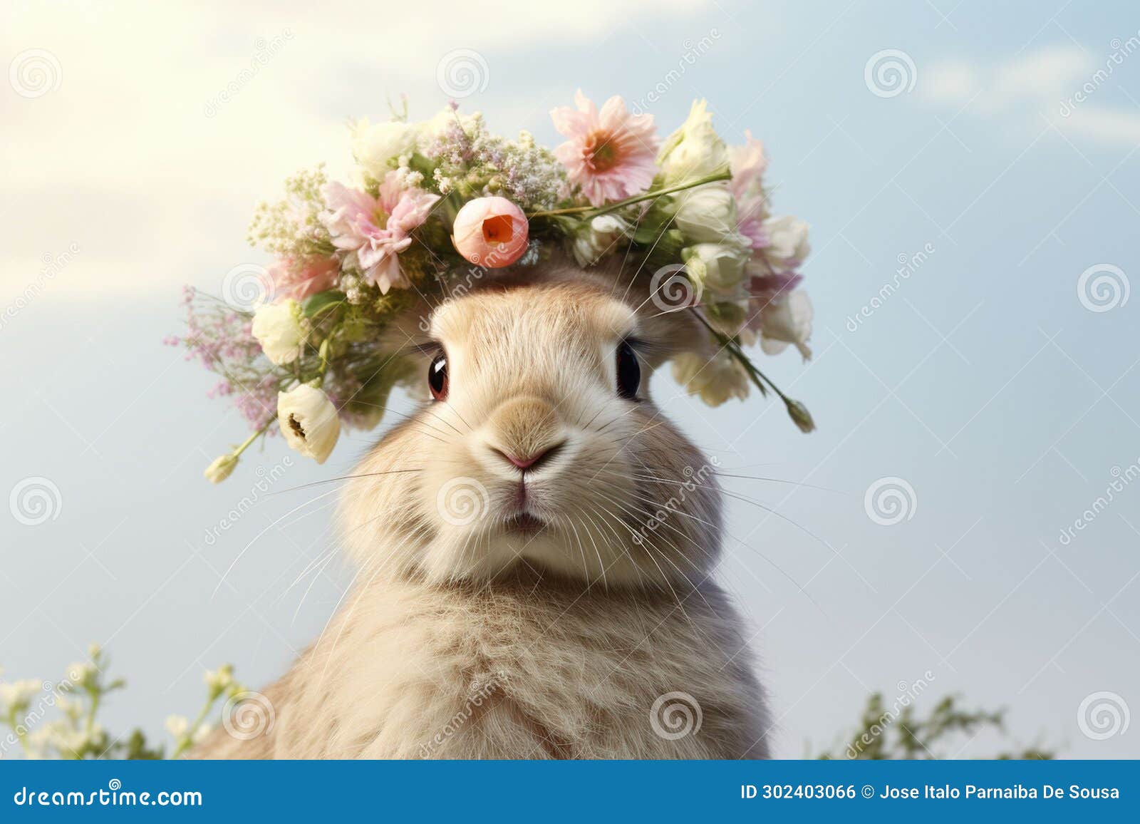 Illustration of a Rabbit in a Flower Crown Stock Illustration ...