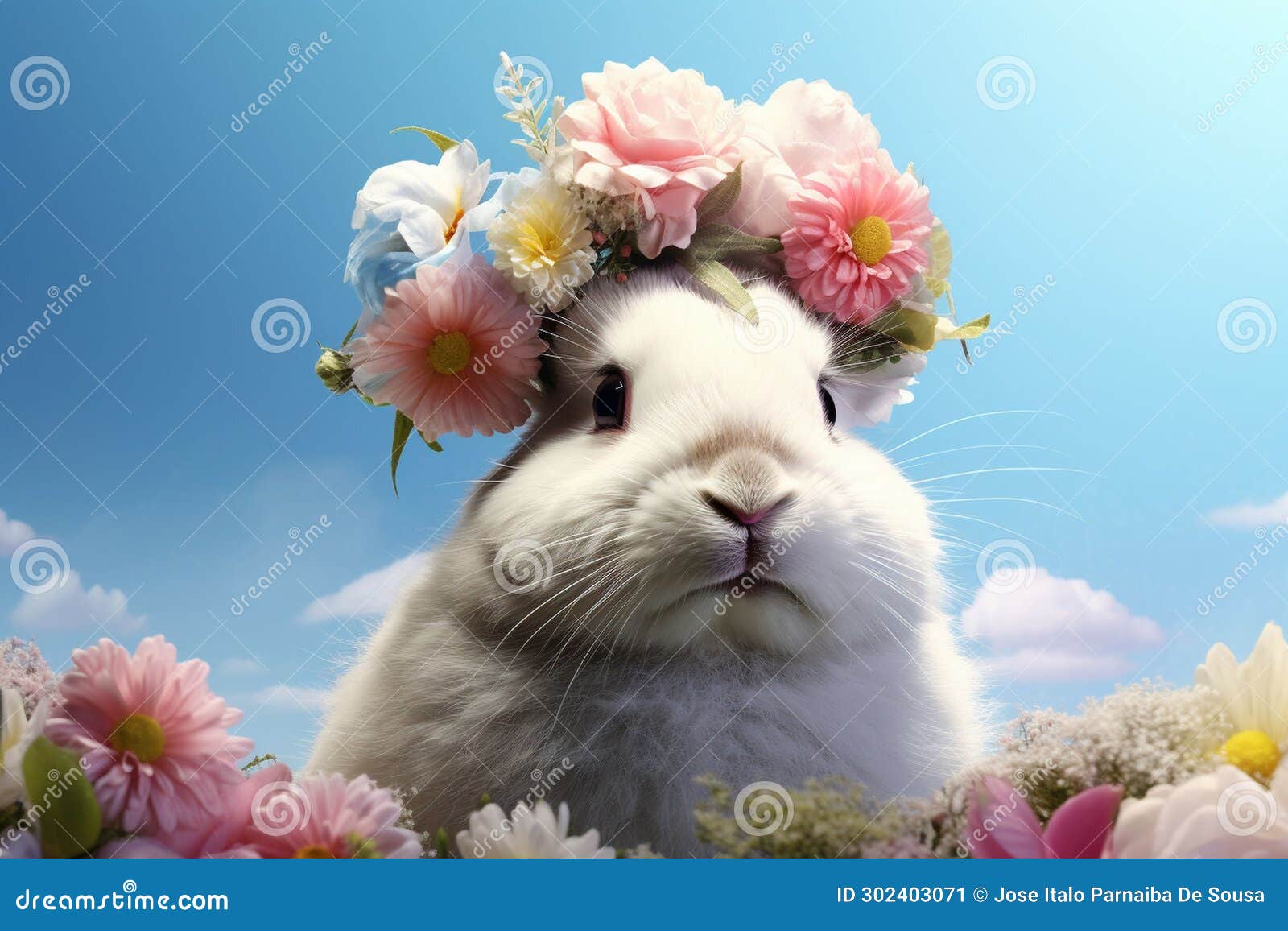 Illustration of a Rabbit in a Flower Crown Stock Illustration ...