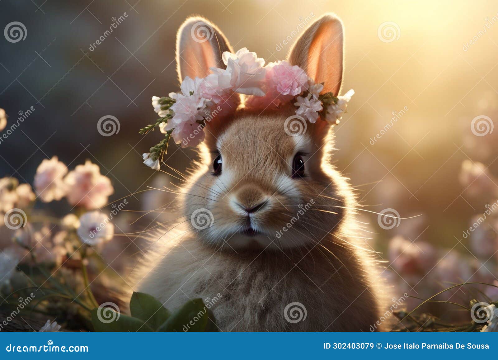 Illustration of a Rabbit in a Flower Crown Stock Illustration ...
