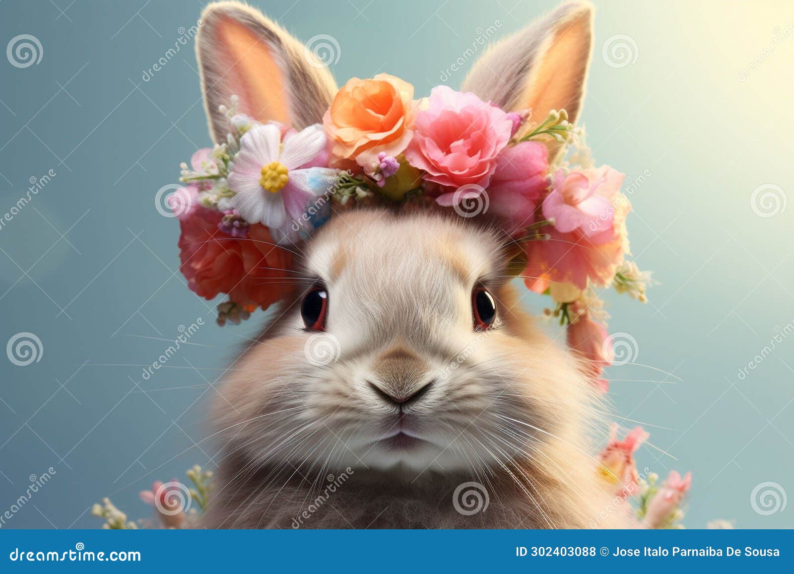 Illustration of a Rabbit in a Flower Crown Stock Illustration ...