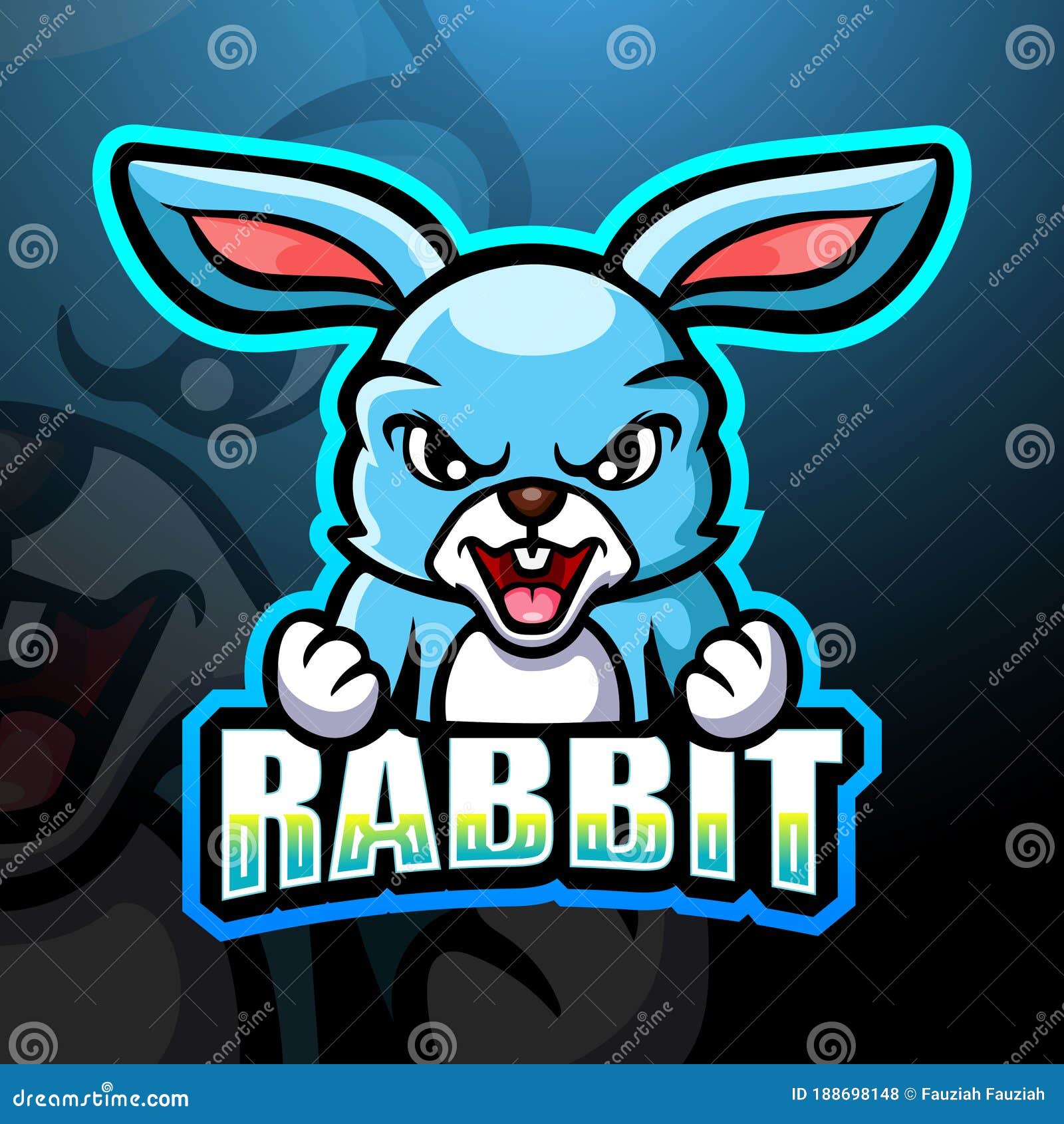Rabbit Mascot Esport Logo Design Stock Vector - Illustration of baby ...