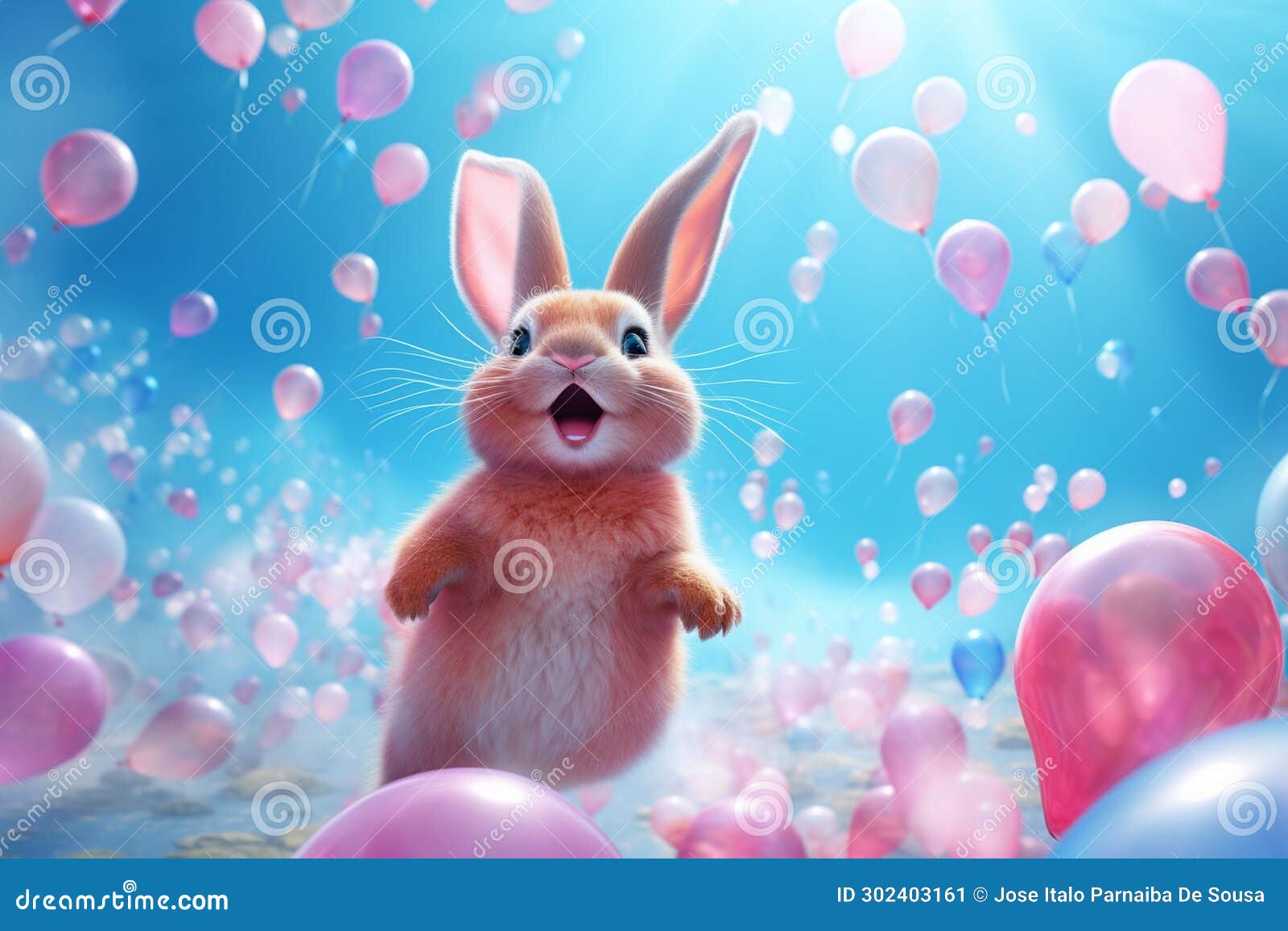Illustration of a Rabbit Surrounded by Floating Stock Illustration ...