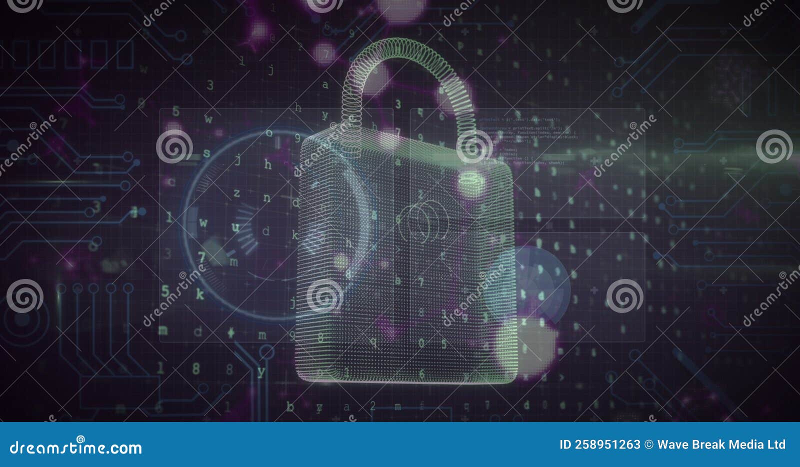 Illustration of Radar and Padlock with Number and Letters Against ...