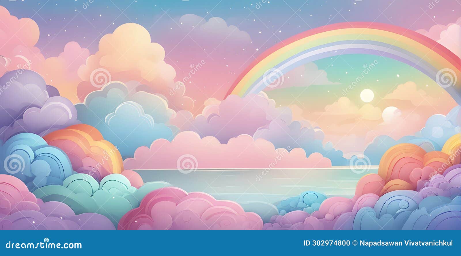 Illustration of Rainbow Clouds Background. Stock Illustration - Illustration of pink, fantasy ...
