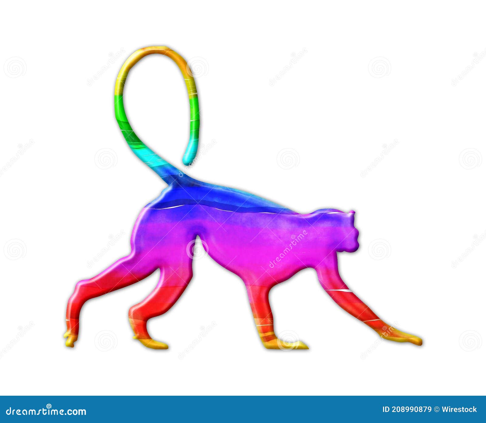 Illustration of a Rainbow-colored Monkey Isolated on a White Background ...