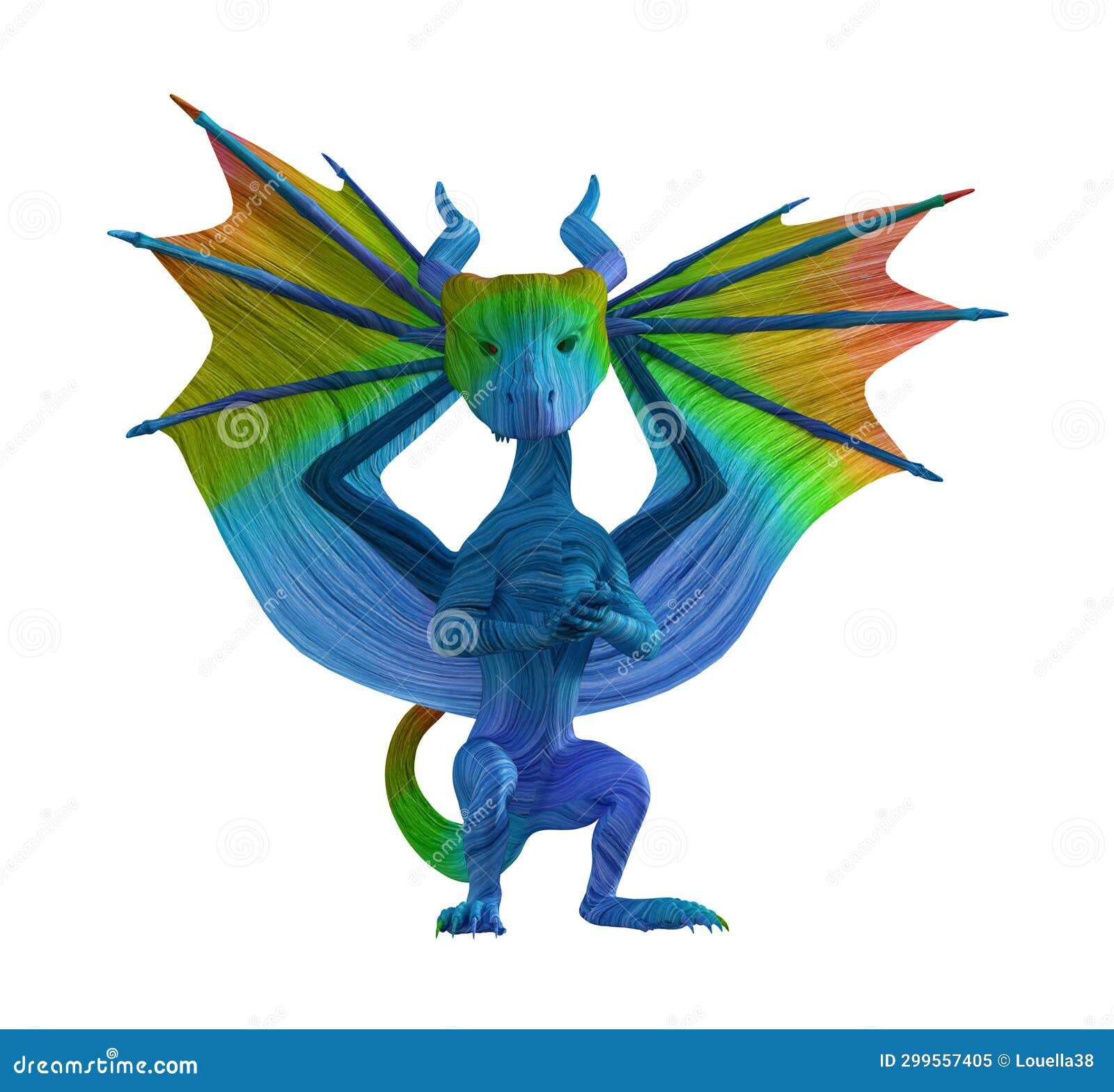 Illustration of a Rainbow Dragon Looking Forward with Hands Clasped ...