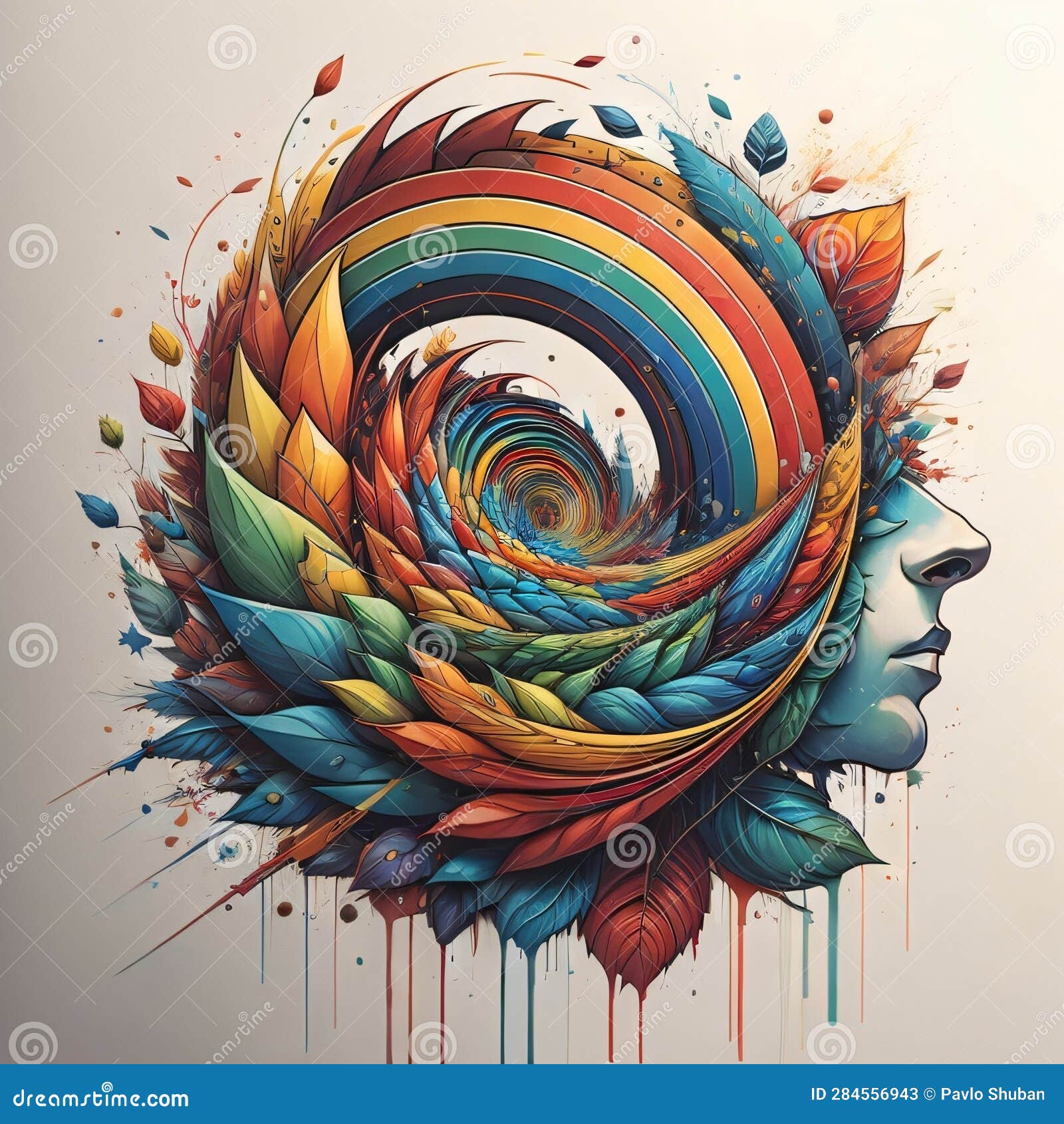 Illustration of a Rainbow in the Head Stock Illustration - Illustration ...