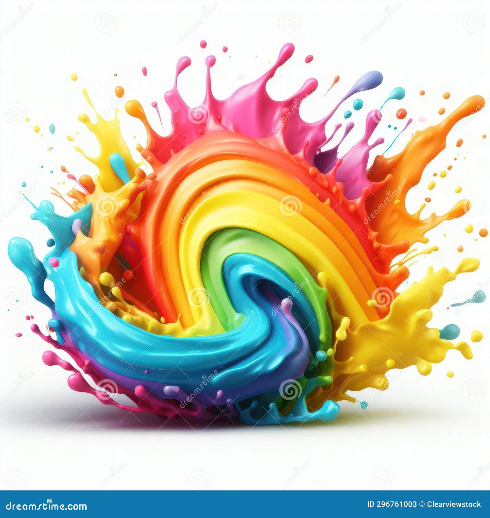 Illustration of Rainbow Paint Splash and Swirl on White Stock ...