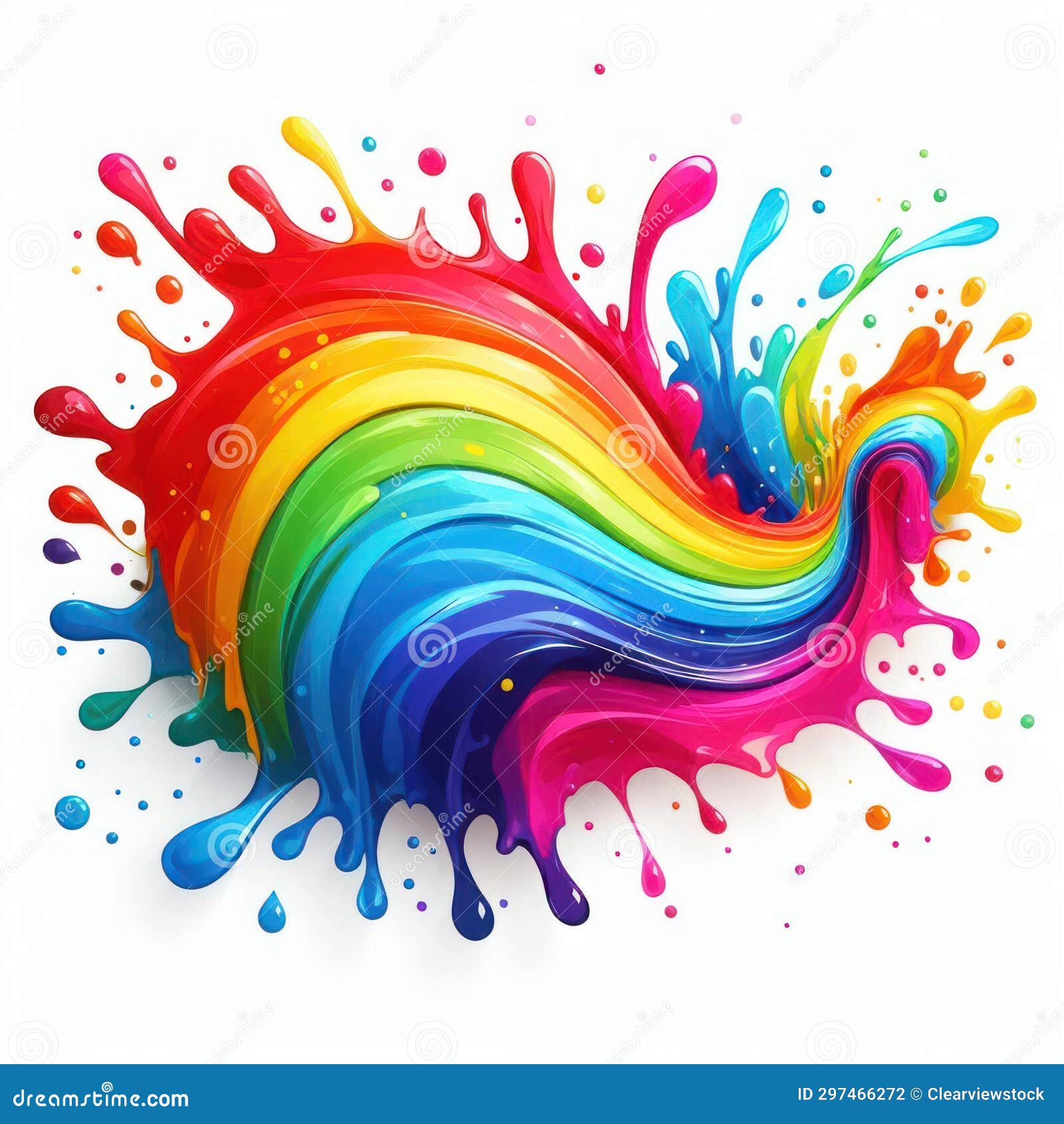 Illustration of Rainbow Paint Splash and Swirl on White Stock Photo ...