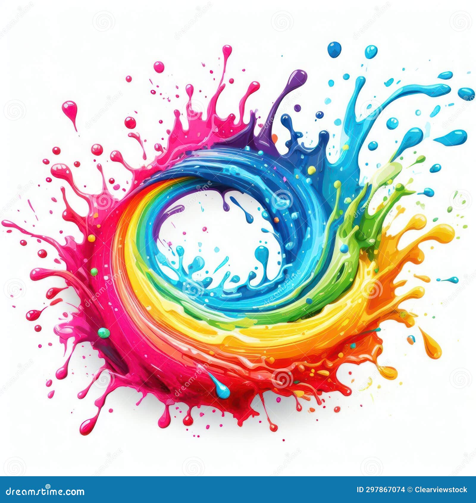 Illustration of Rainbow Paint Splash and Swirl on White Stock ...