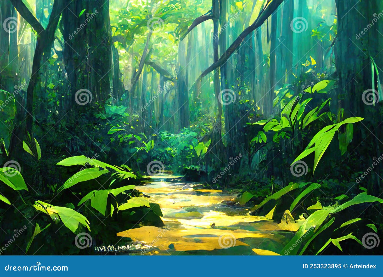 The Rainforest, Deep Forest with a River Running through Stock ...