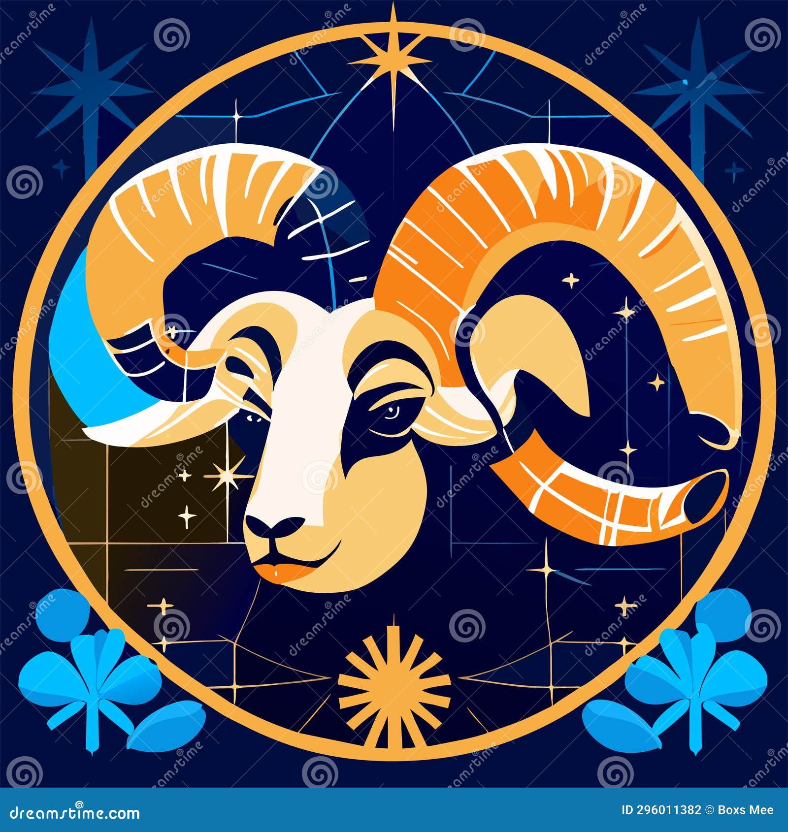 Illustration of a Ram in a Circle on a Blue Background. Generative AI ...
