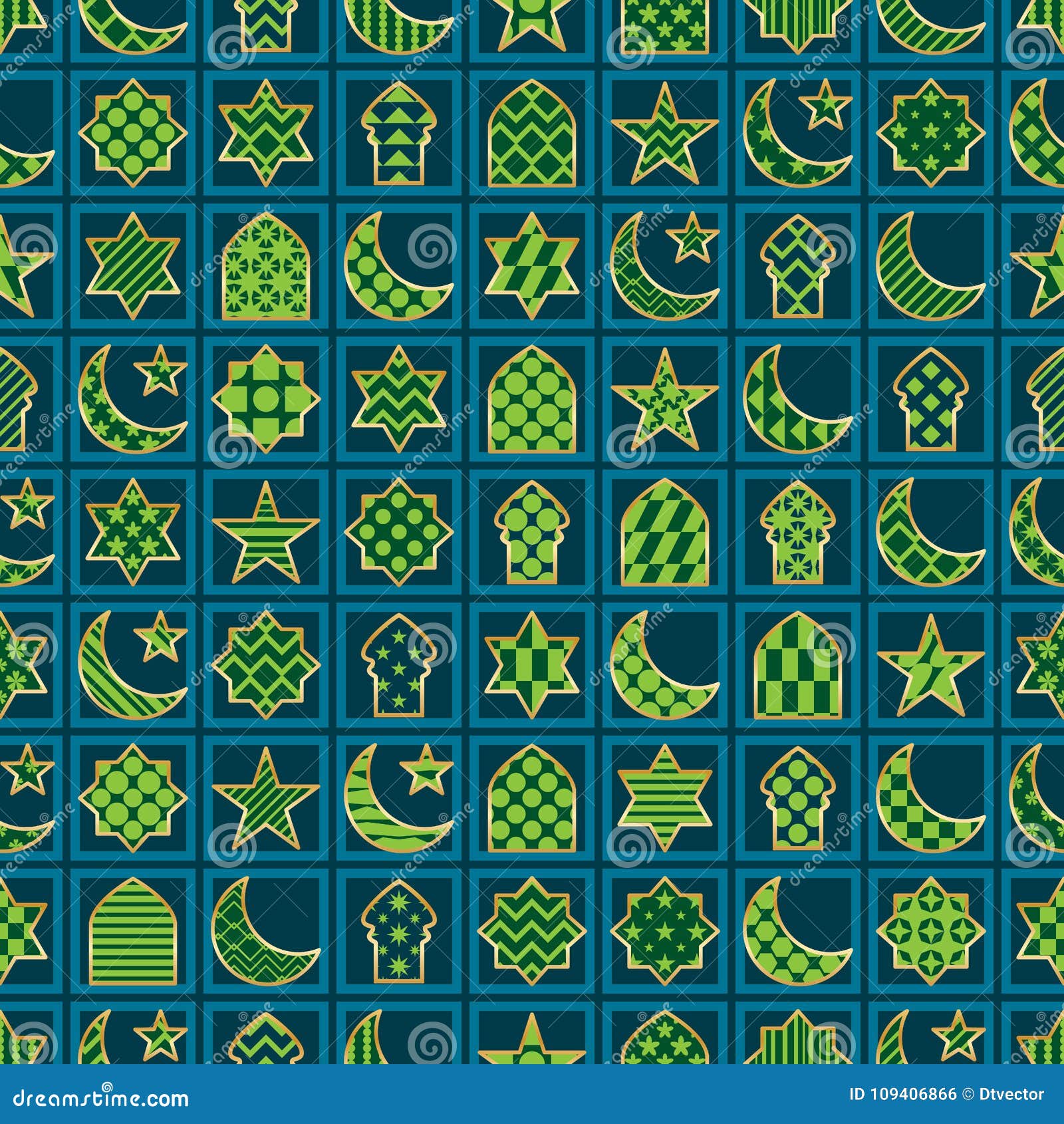 Ramadan Element Cut Gold Line Frame Seamless Pattern Stock Vector ...