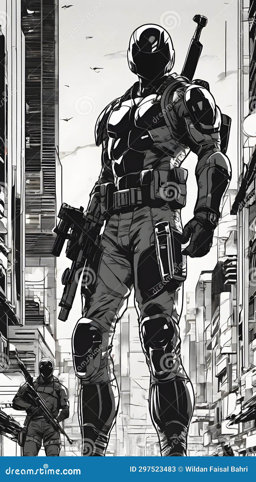 Illustration of a Ranger with Modern Weapons Going into Action in the ...