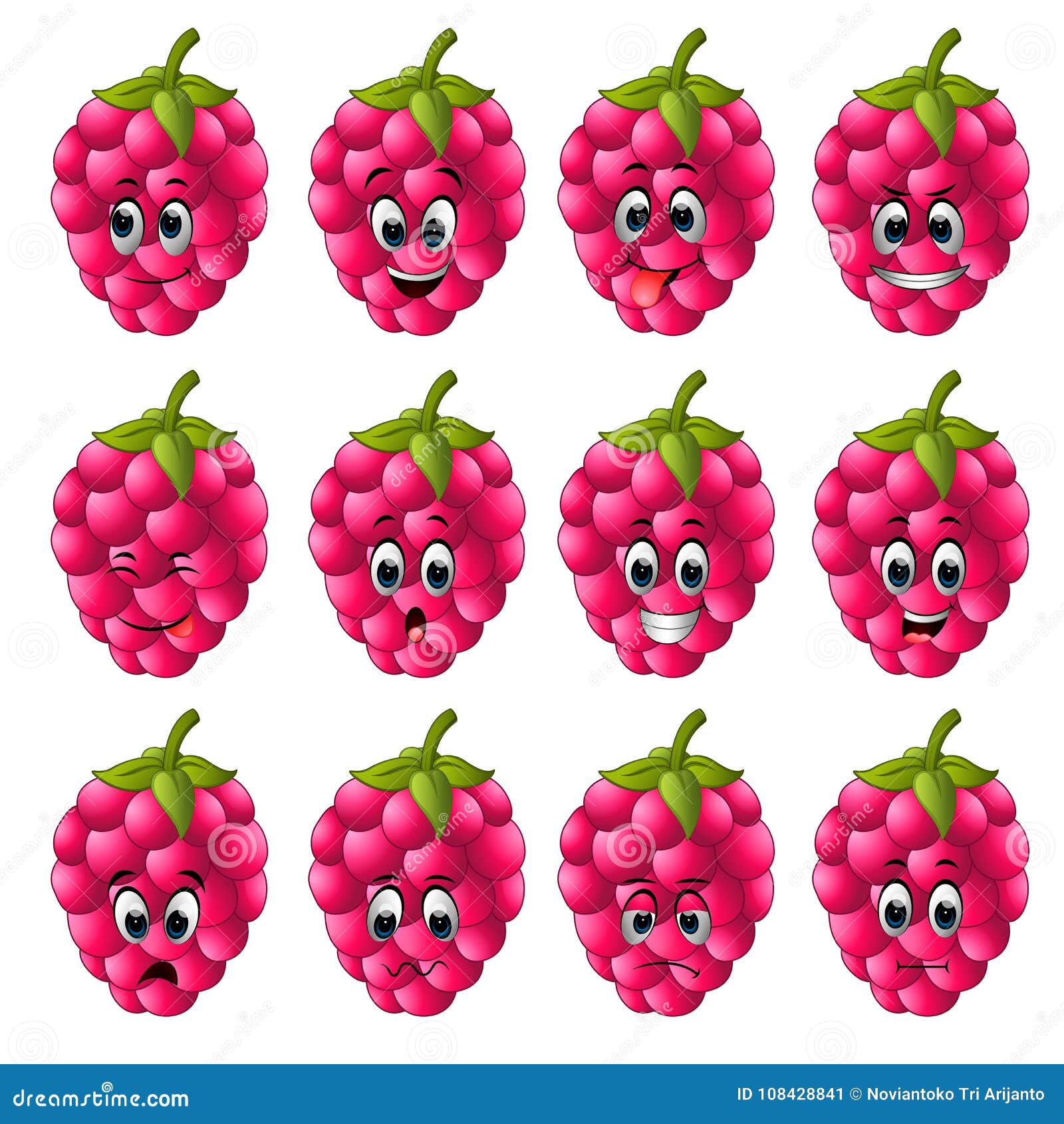 Raspberry with Different Emoticons Stock Vector - Illustration of icon ...