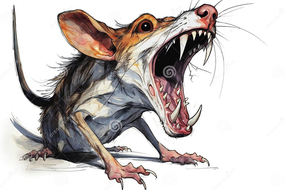 Illustration of a Rat with a Big Mouth and Sharp Teeth Stock ...