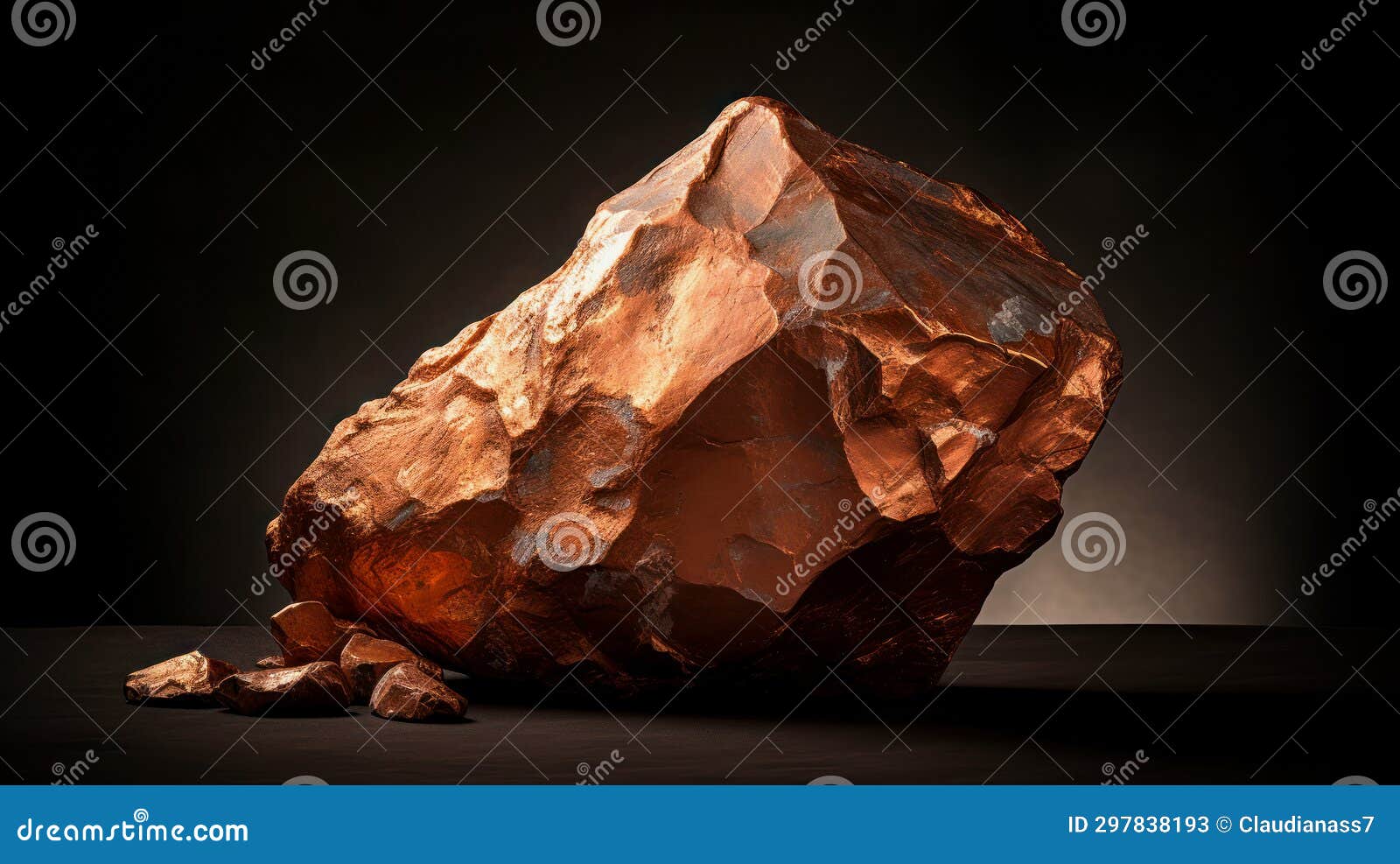 Illustration of a Raw Copper Nugget Against Dark Background Stock ...