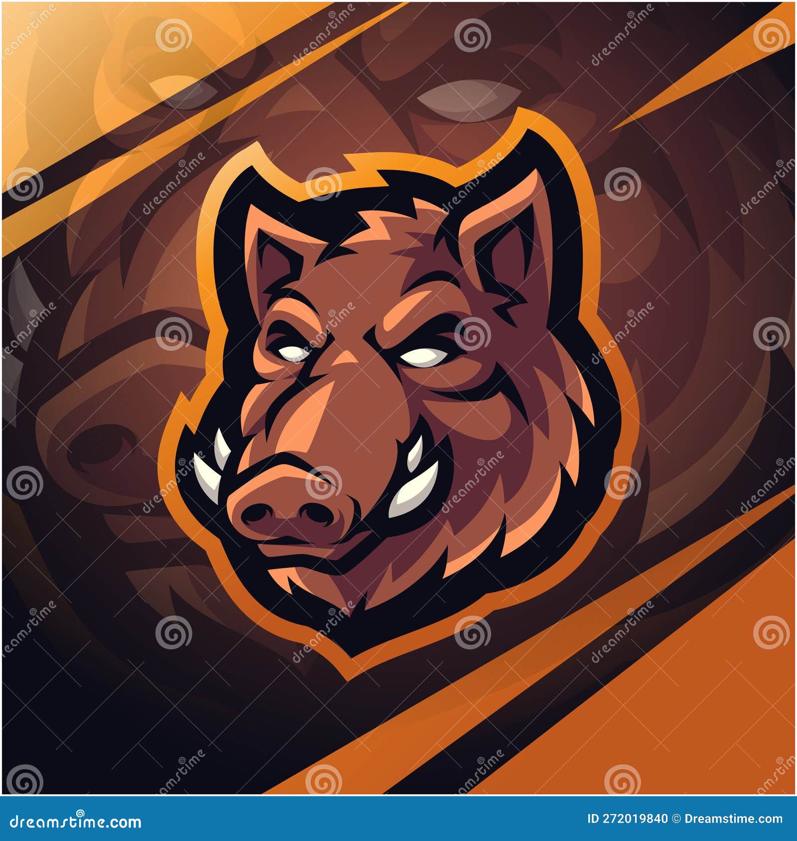 Razorback Head Esport Mascot Logo Design Stock Vector - Illustration of ...