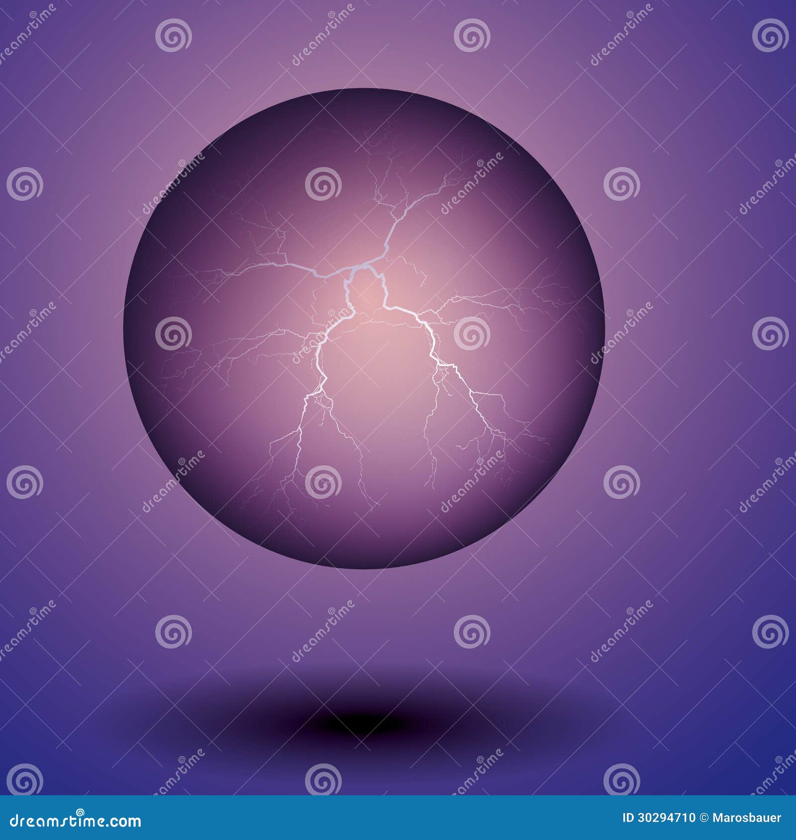 Purple Transparent Ball with Lightning Bolts Stock Illustration ...