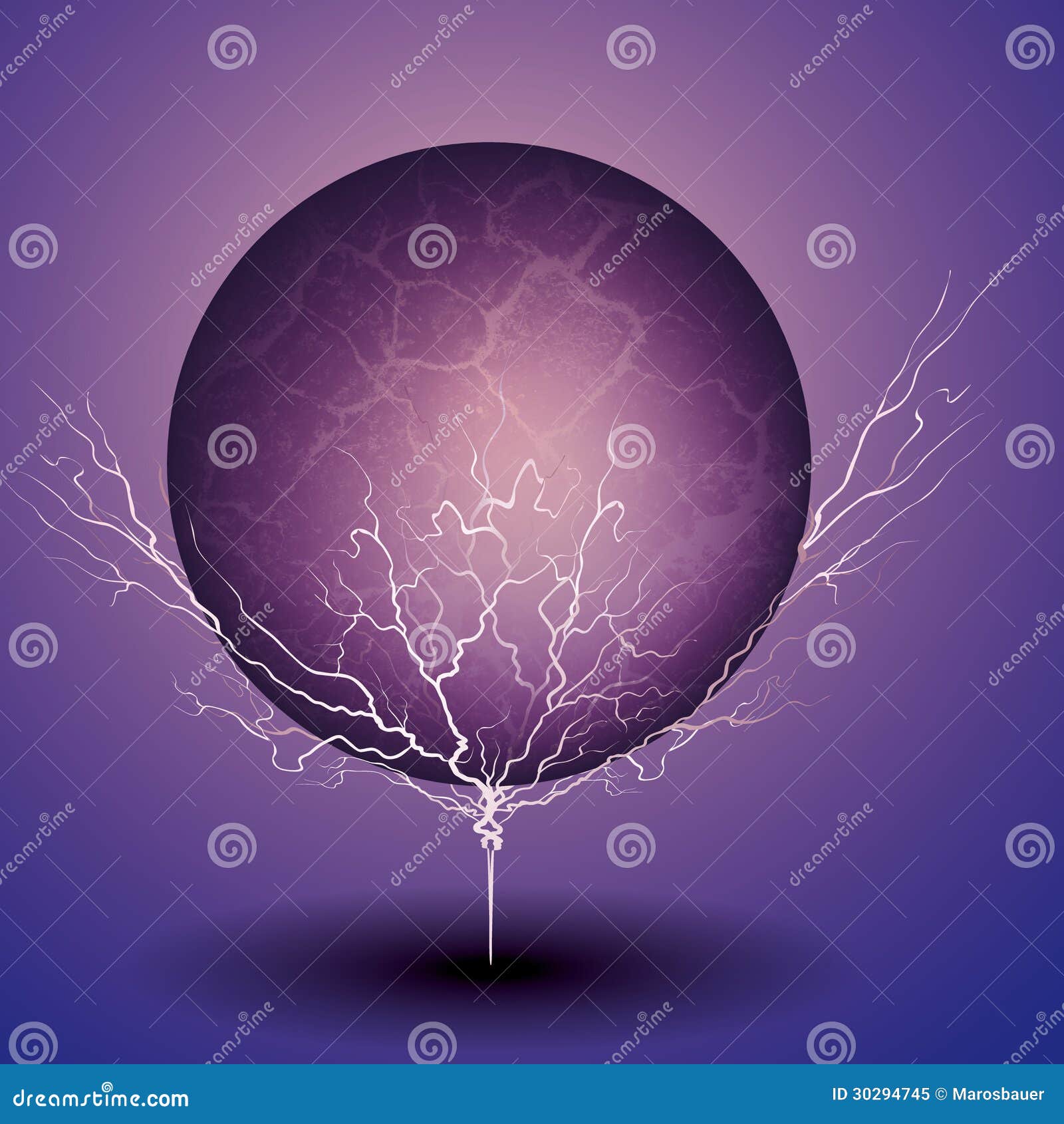 Purple Transparent Ball with Lightning Bolts Stock Illustration ...