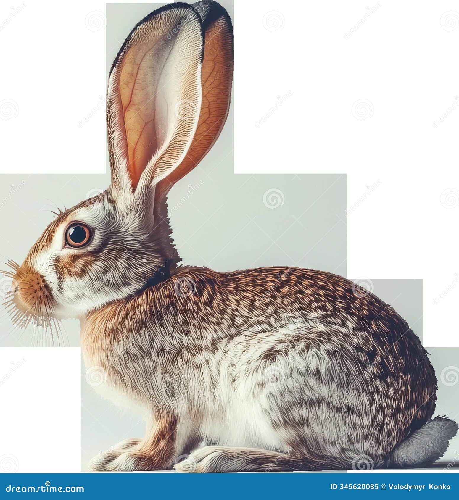 Illustration of a Realistic Brown and White Rabbit with Large Ears on ...
