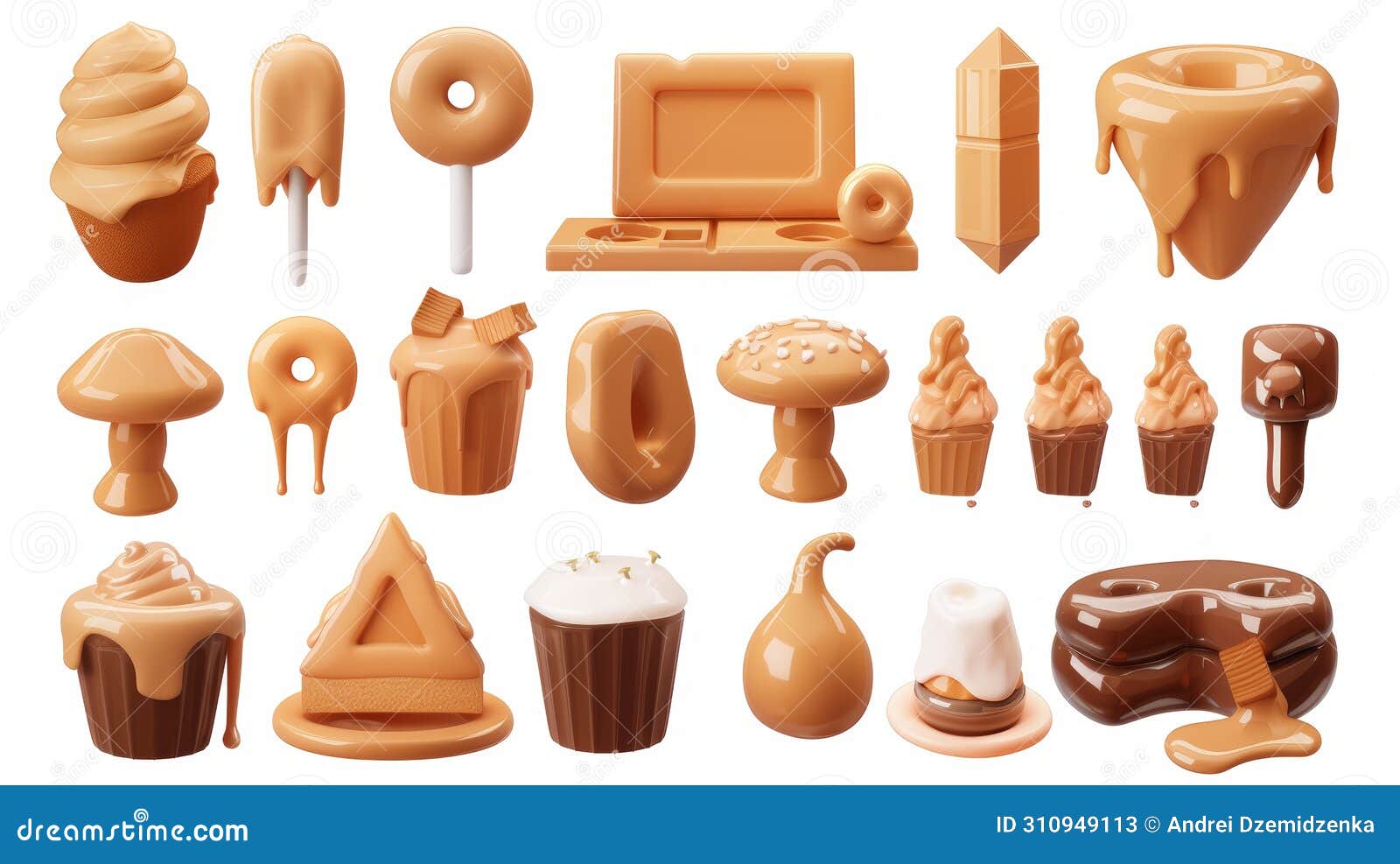 An Illustration of a Realistic 3D Set of Sweet Caramels Stock Image ...