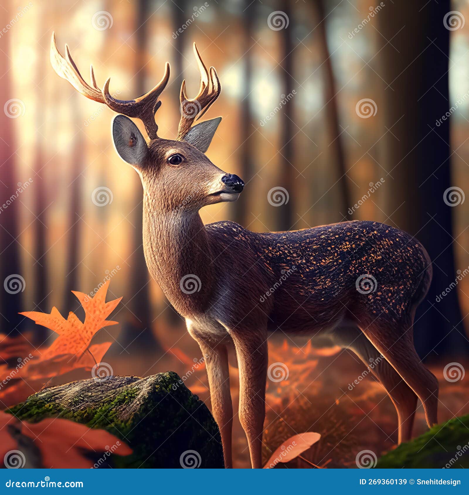 Realistic Deer Coloring Page With Desert Background Stock Illustration ...