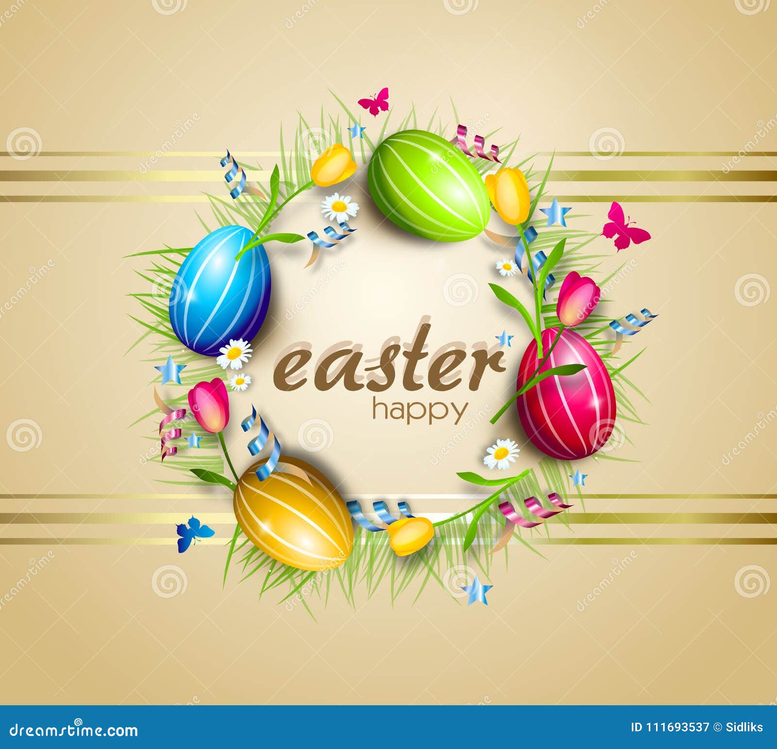 Easter Eggs Circle Background Stock Illustration - Illustration of ...