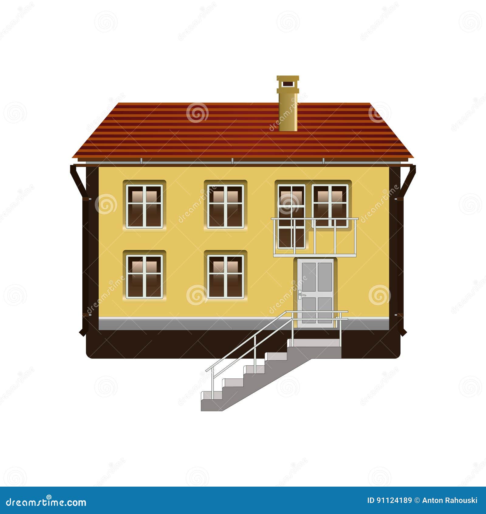 Illustration of Realistic Home in Flat Design Stock Illustration ...