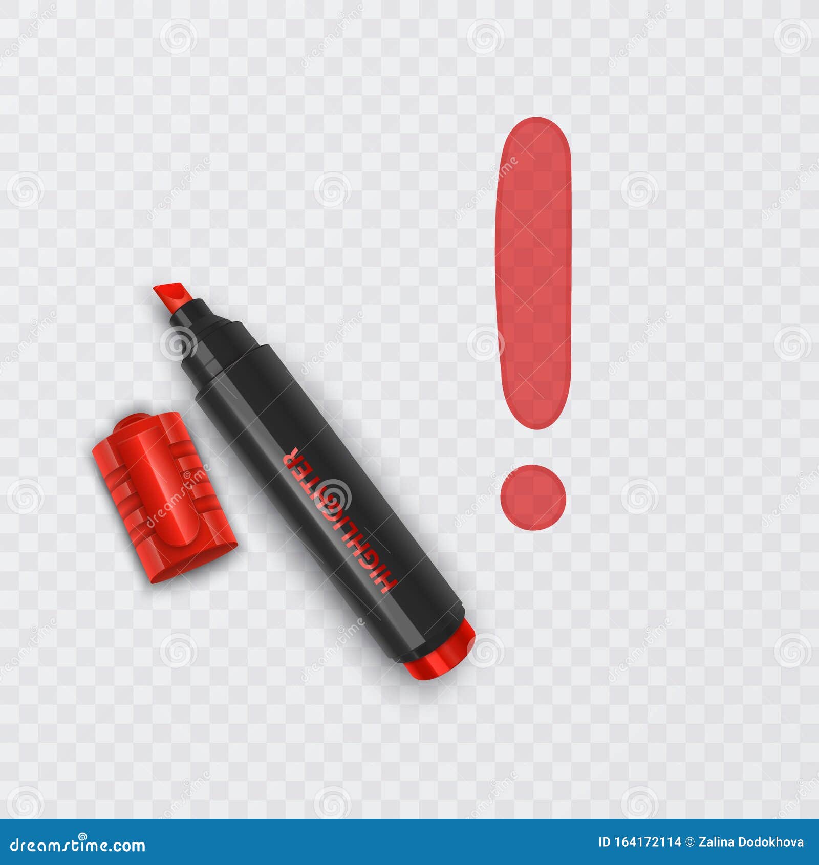 Illustration with Realistic Marker of Red Color, Exclamation Mark on ...