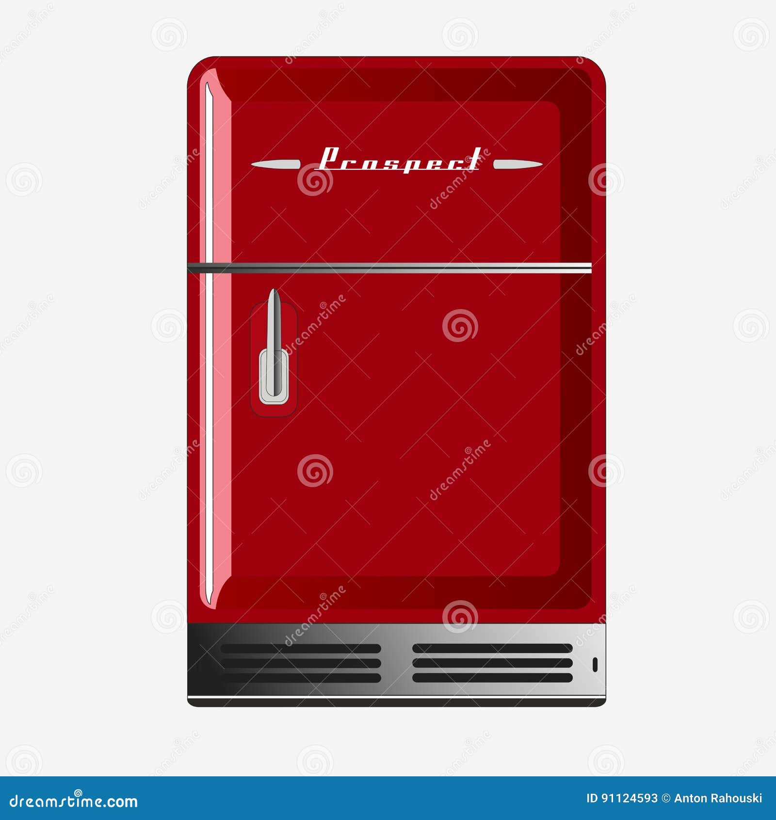 Illustration Realistic Red Retro Fridge Stock Illustration ...