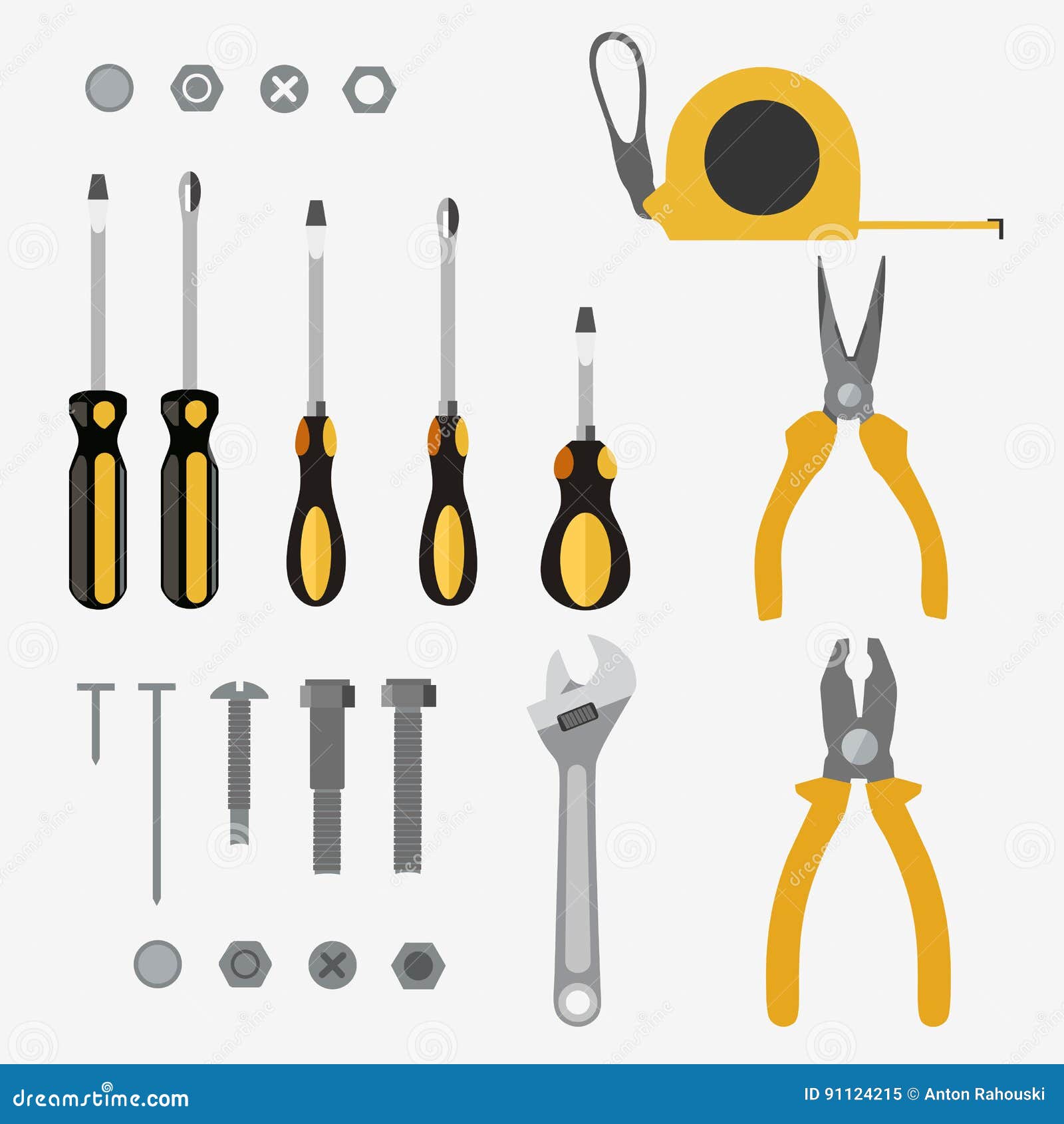 Illustration Realistic Set of Building Tools on Flat Design Stock ...