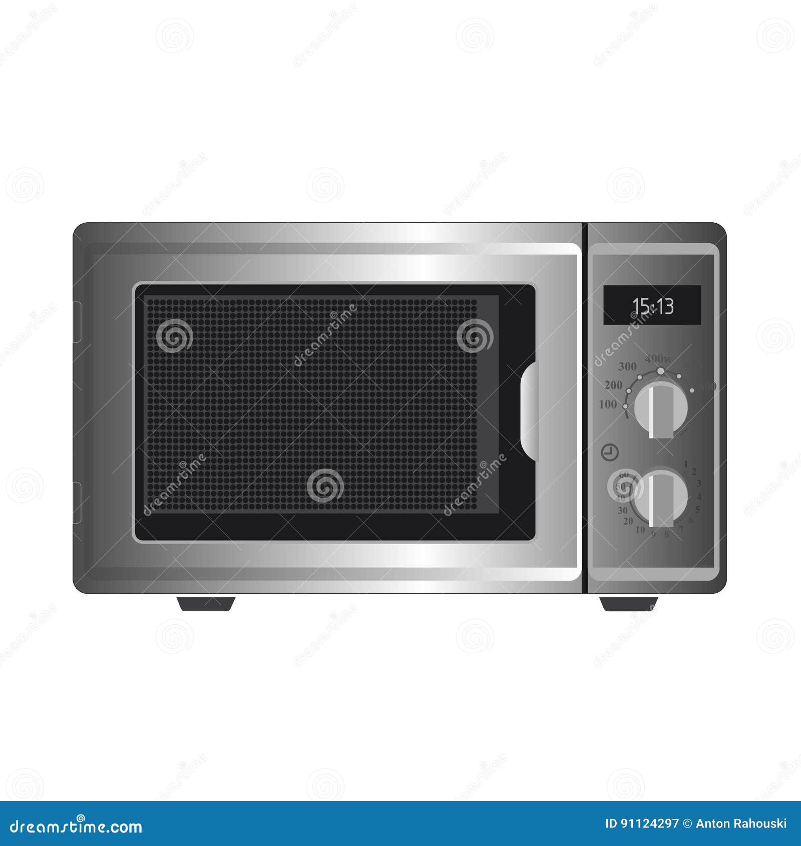 Illustration Realistic Silver Microwave on White Background Stock ...