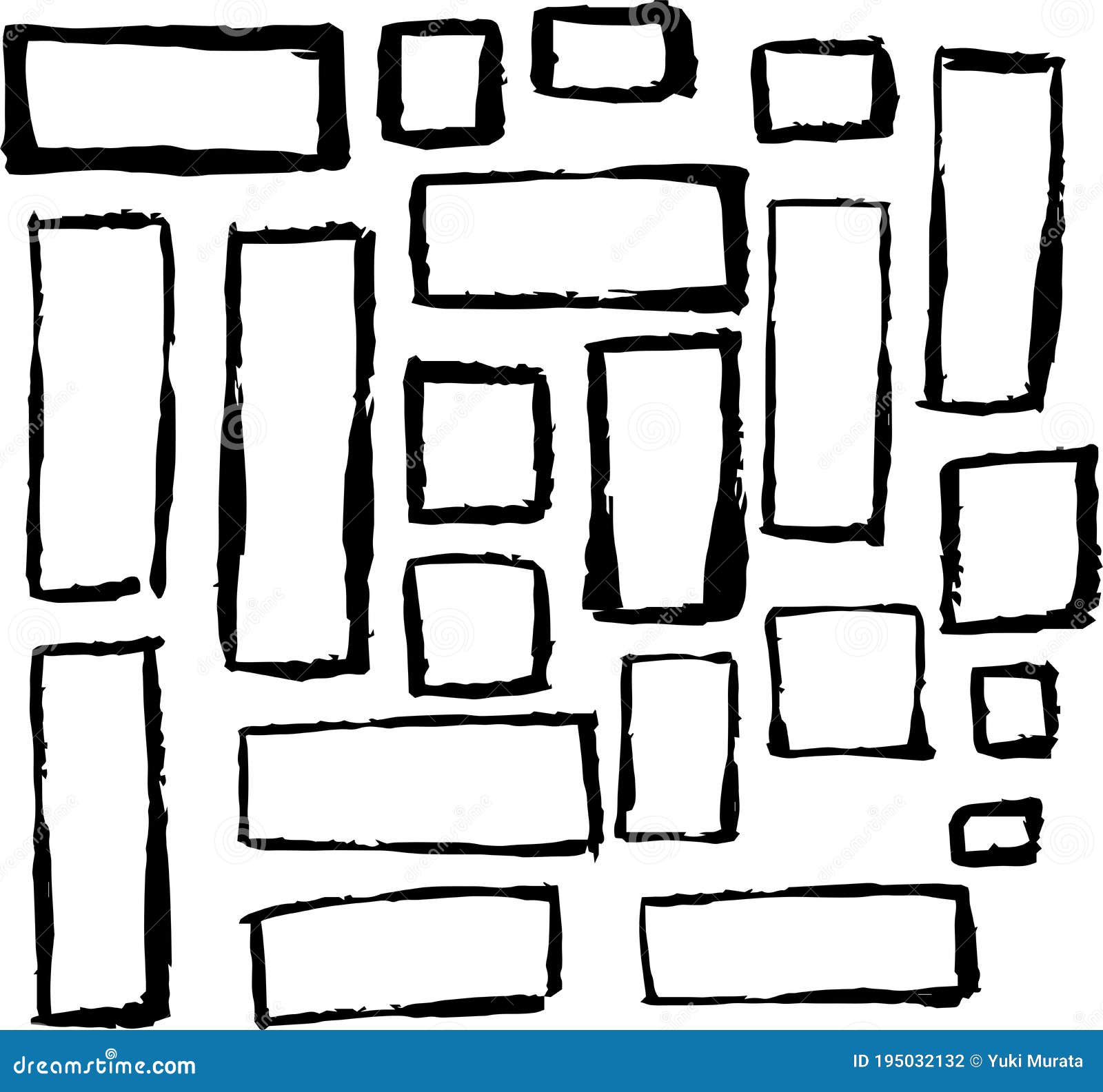 Black Rectangle Drawn with Rough Lines Set Stock Illustration ...