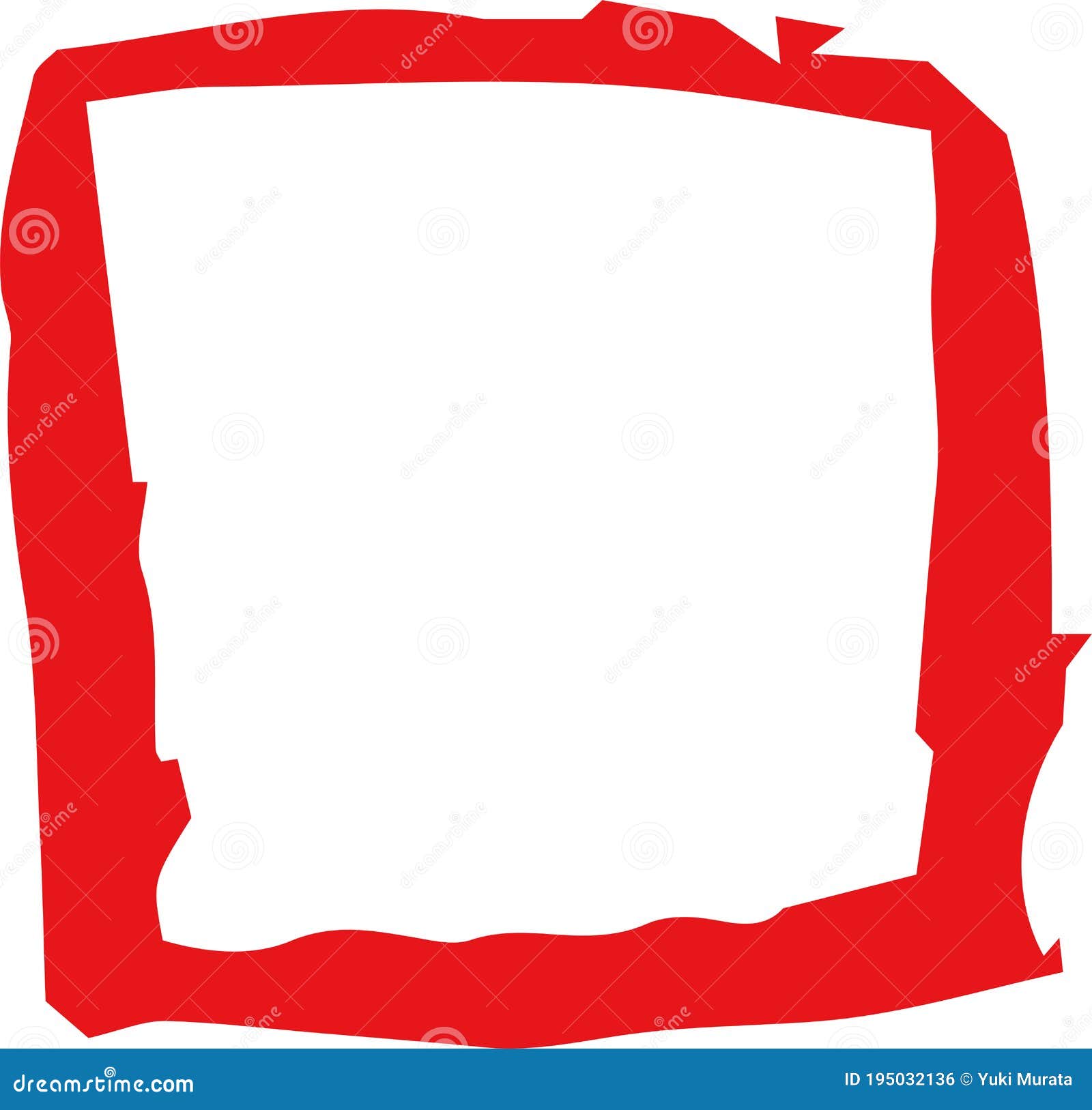 Red Rectangle Drawn with Rough Lines Stock Illustration - Illustration ...