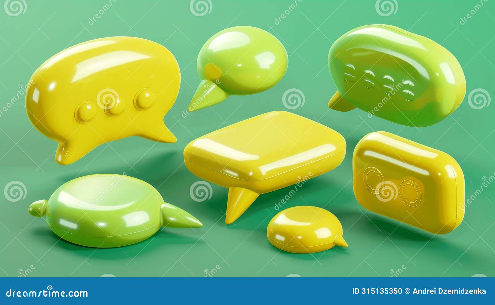 An Illustration of Rectangular and Round Chat Message Clouds in Yellow ...