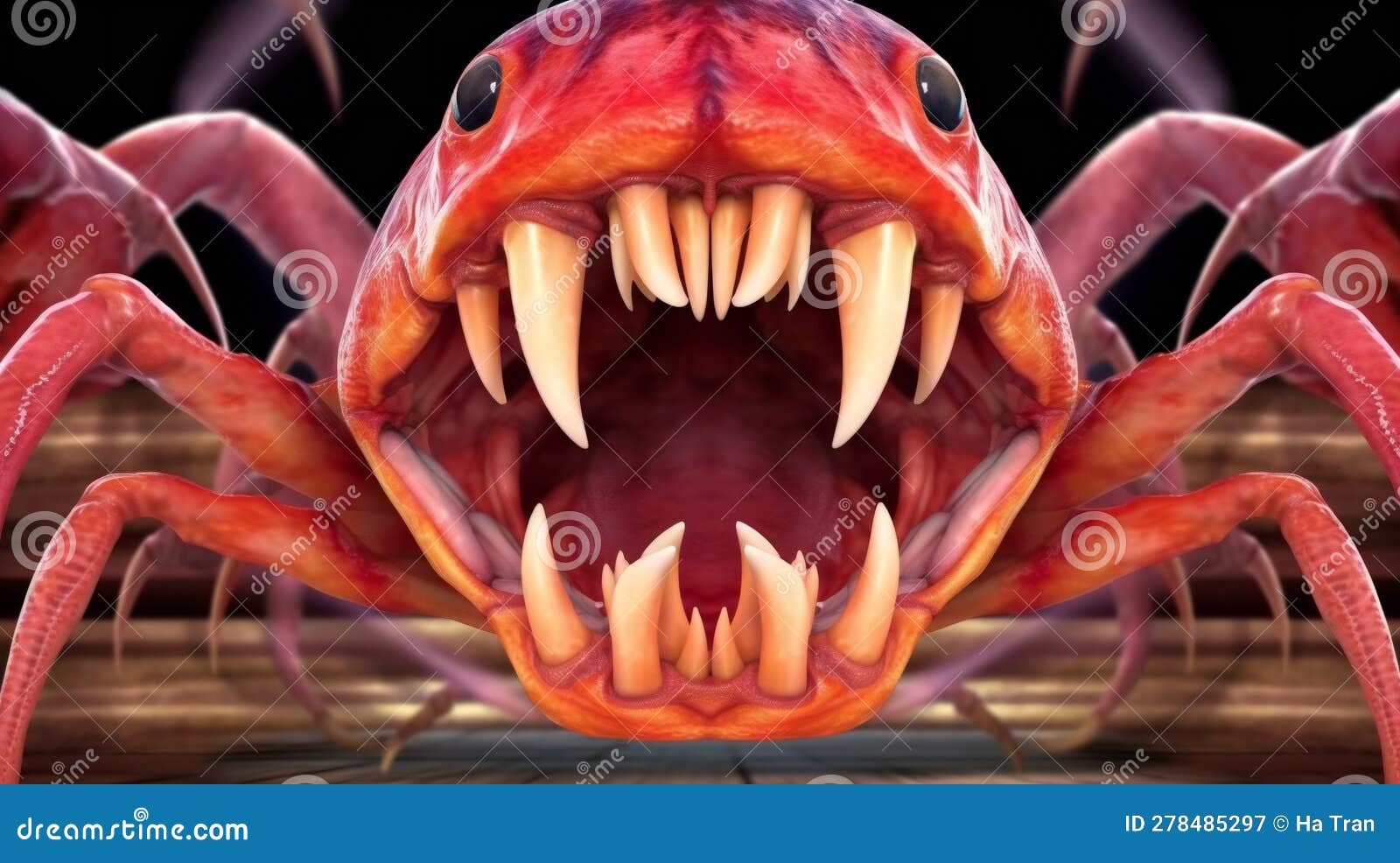 Illustration of a Red Alien with Sharp Teeth and Sharp Teeth Stock ...